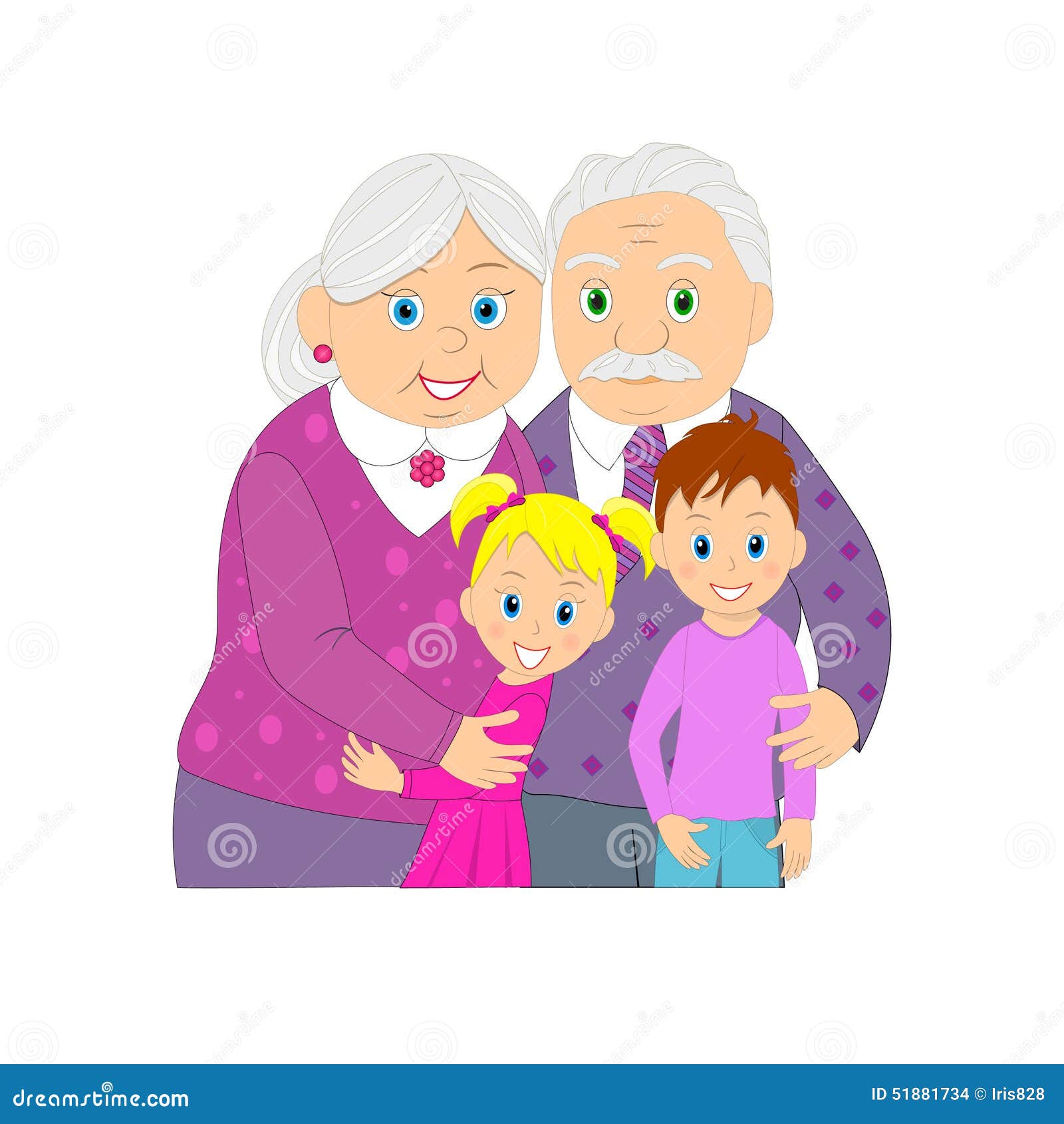 Avó, Avô E Neto E Neta Idosos Ilustração do Vetor - Ilustração de ...