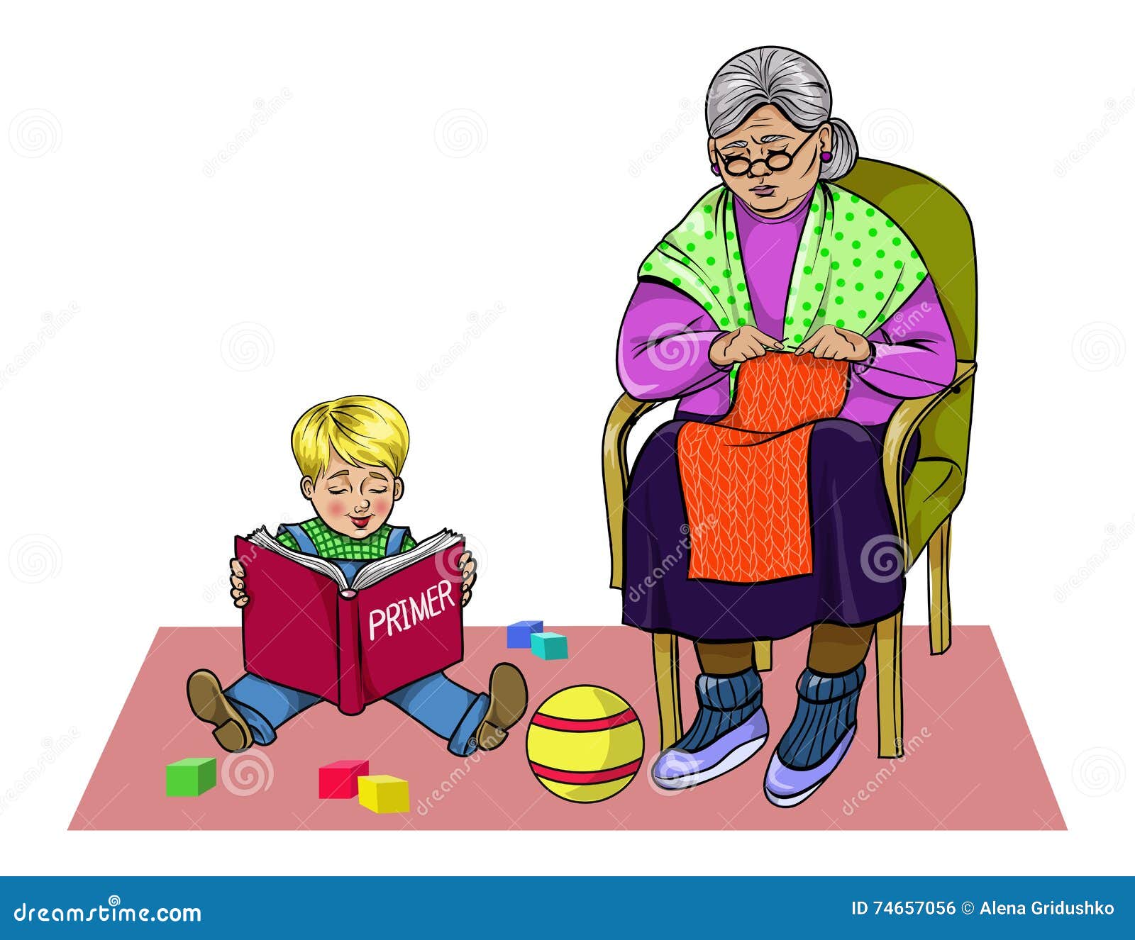 Avó e neto ilustração do vetor. Ilustração de cartoon - 74657056