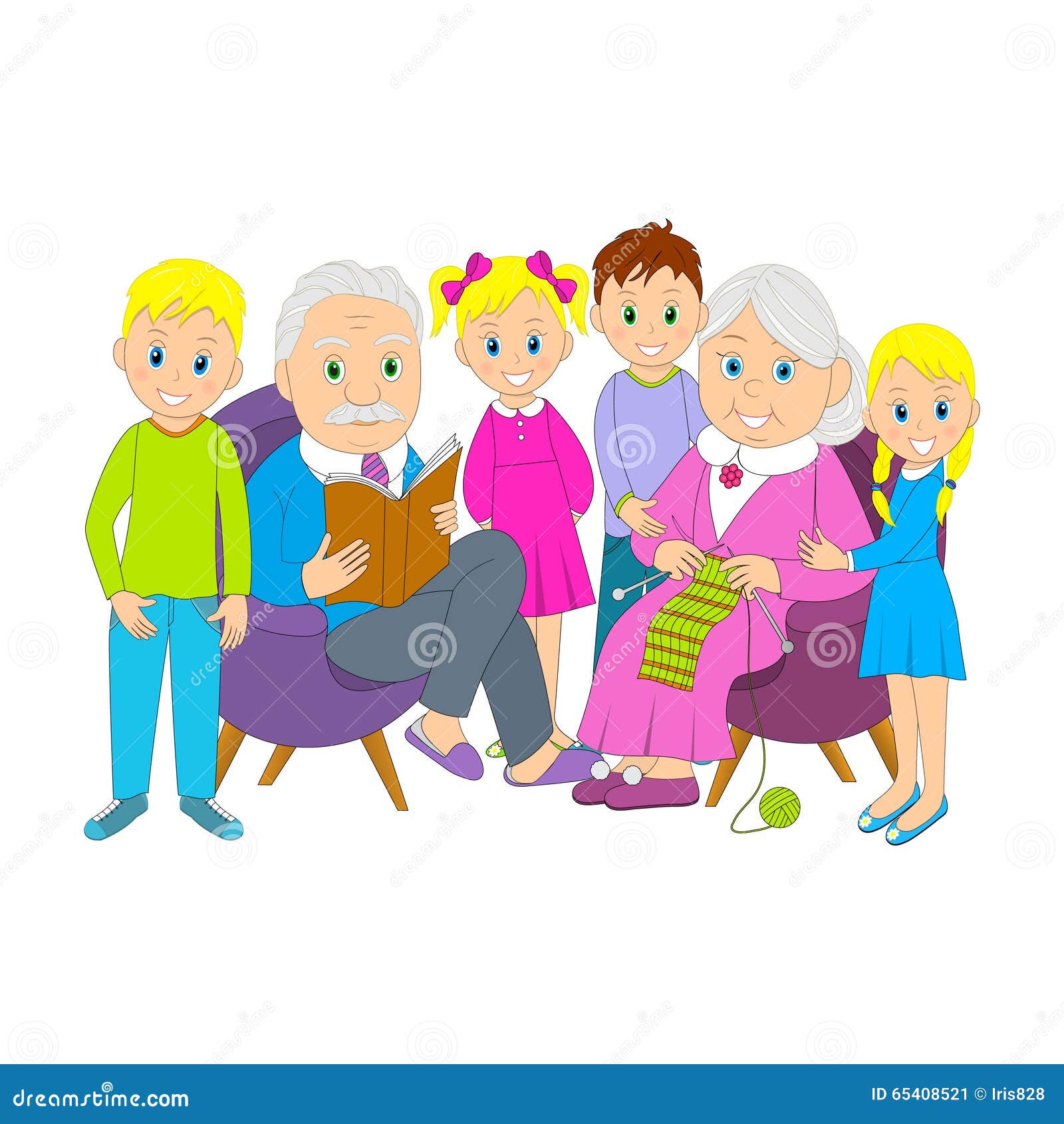 Avós e netos ilustração do vetor. Ilustração de lido - 65408521