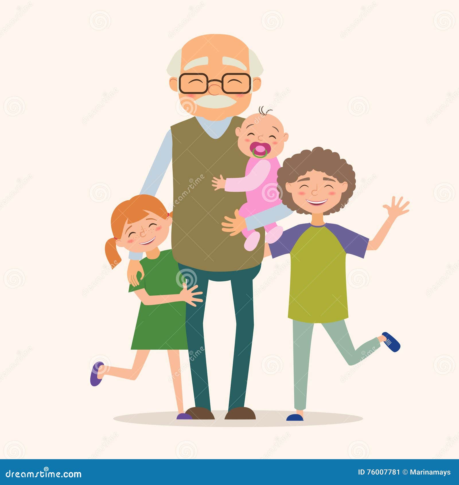 Avô com seus netos ilustração do vetor. Ilustração de menina - 76007781