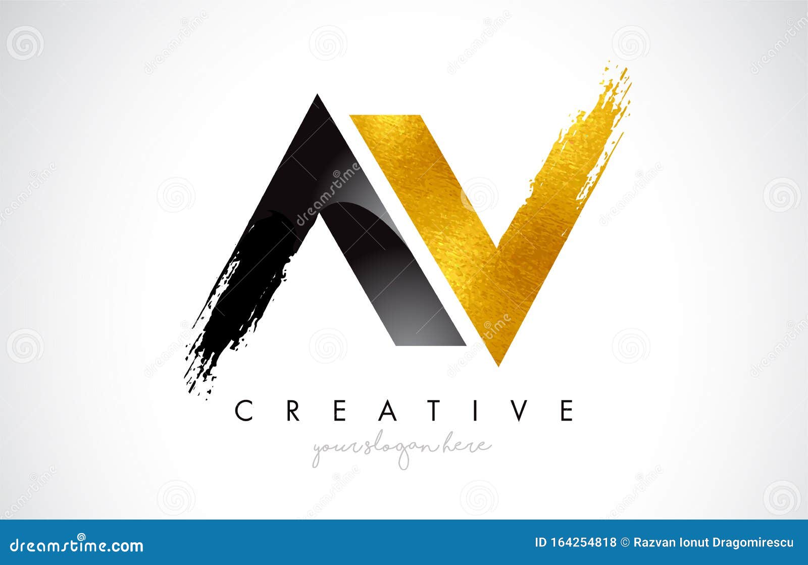 AV Letter Design with Brush Stroke and Modern 3D Look Stock Vector ...