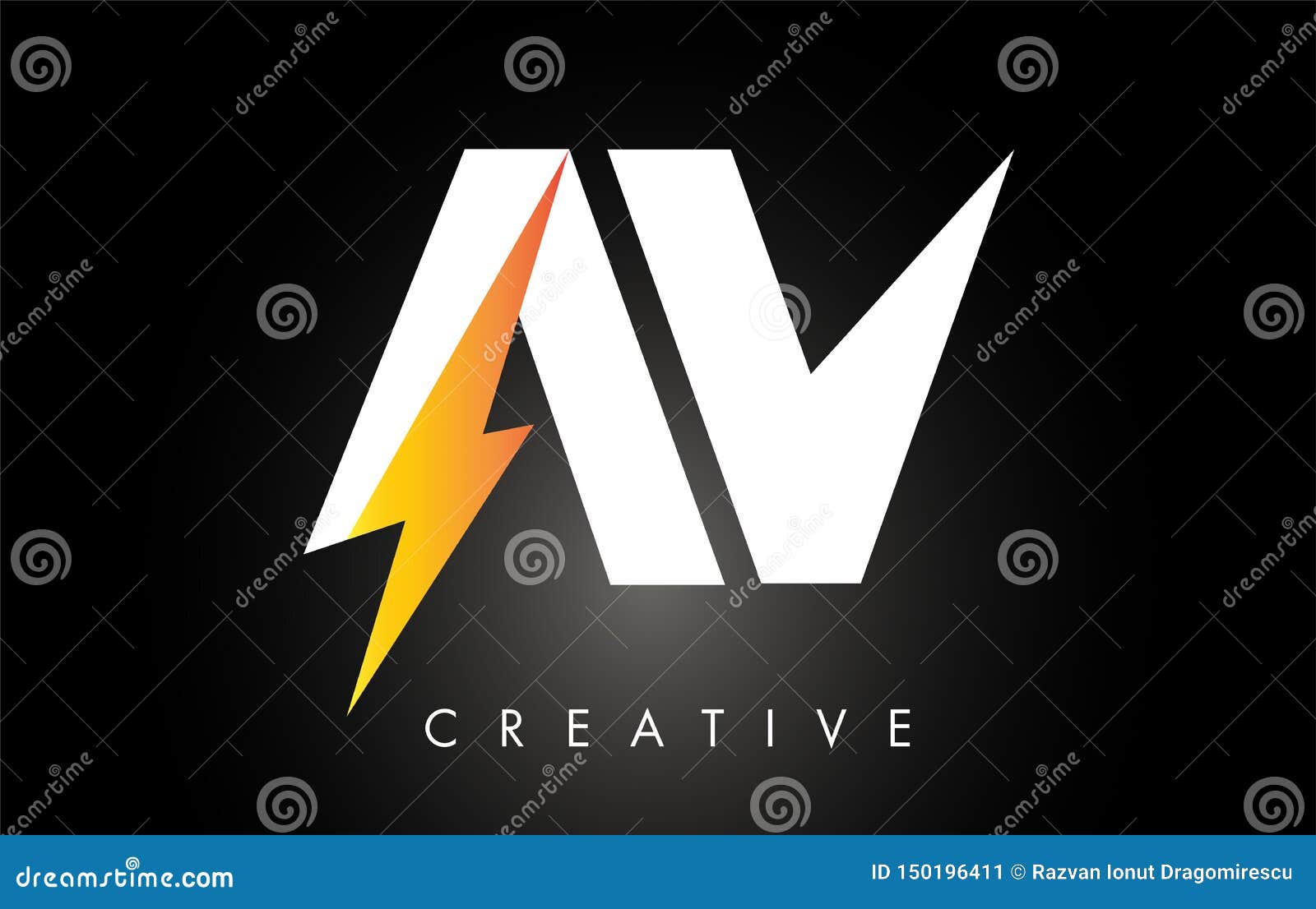 AV Letter Logo Design with Lighting Thunder Bolt. Electric Bolt Letter ...