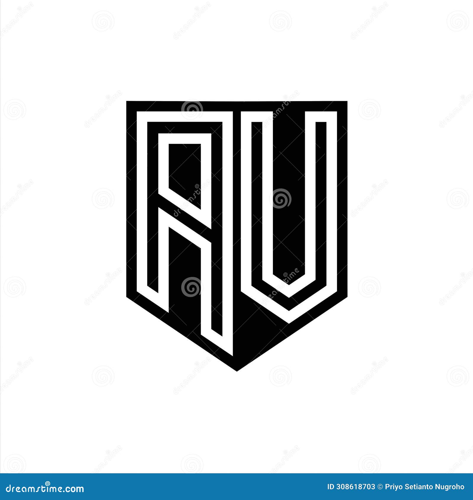 AV Logo Monogram Shield Geometric White Line Inside Black Shield Color ...