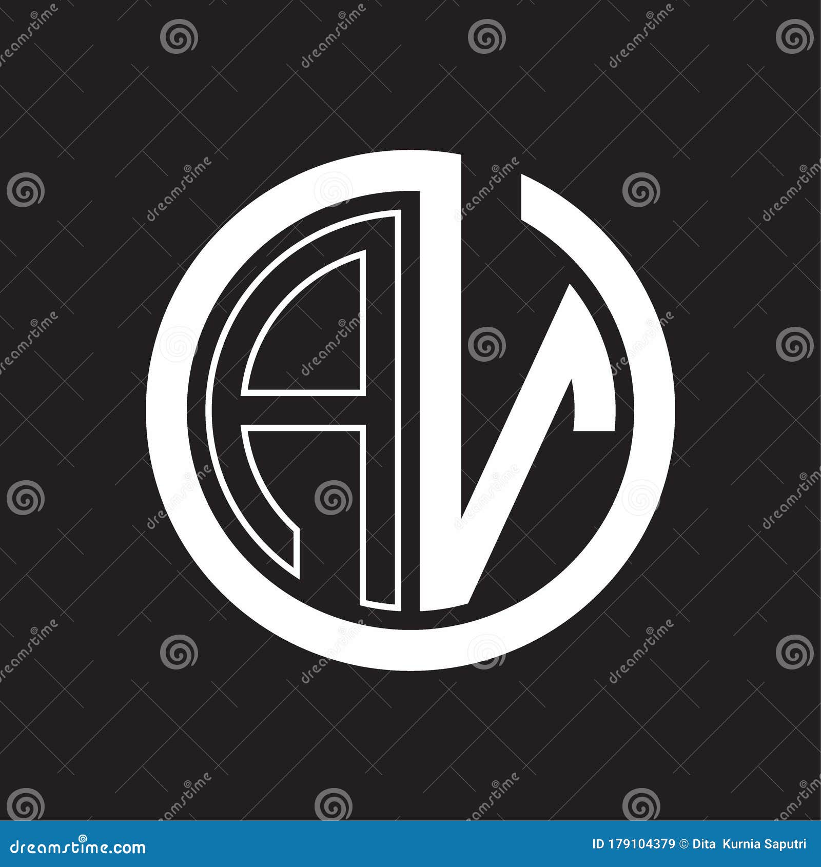 AV Logo with Circle Rounded Negative Space Design Template Stock ...