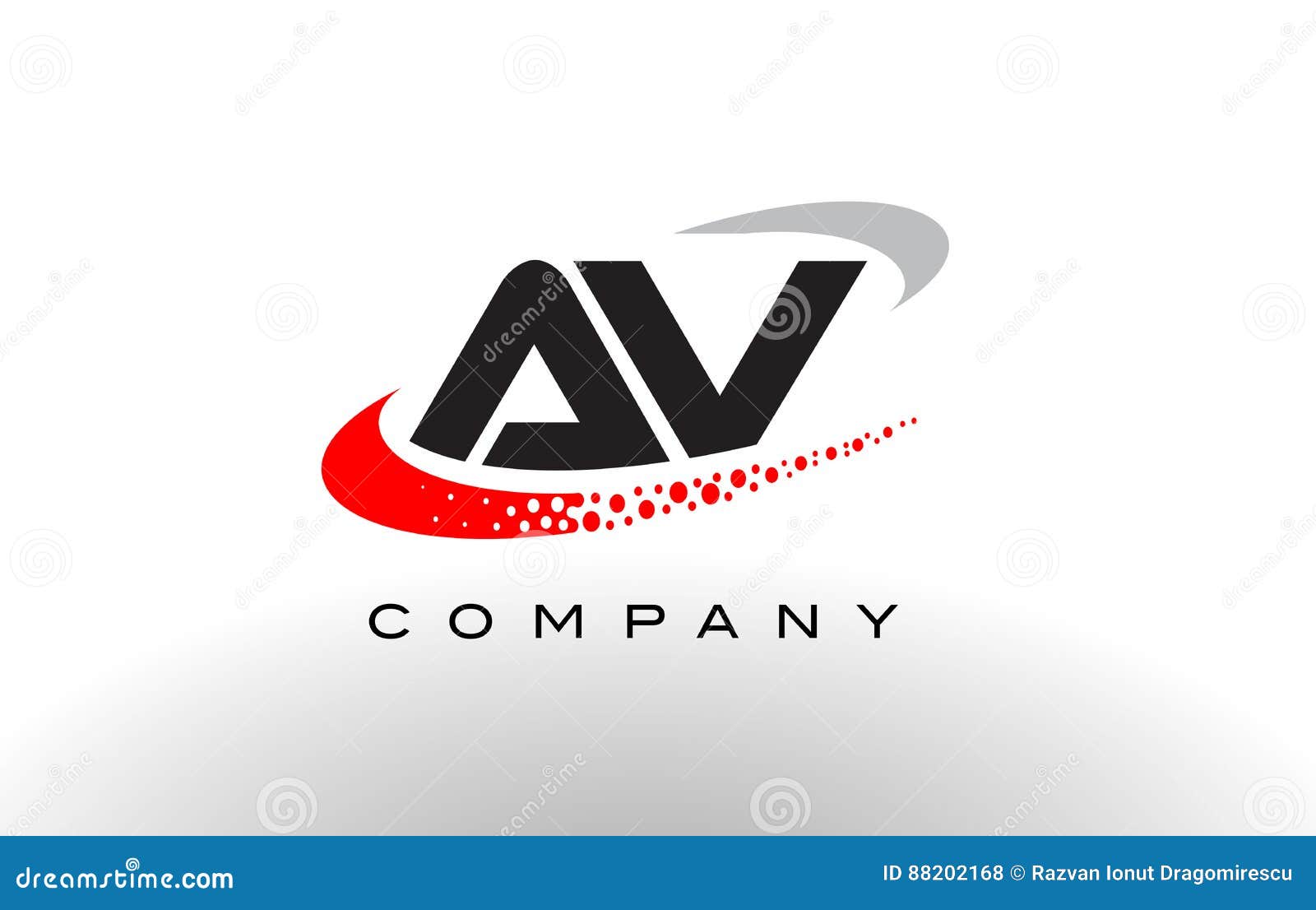 AV Modern Letter Logo Design with Red Dotted Swoosh Stock Vector ...
