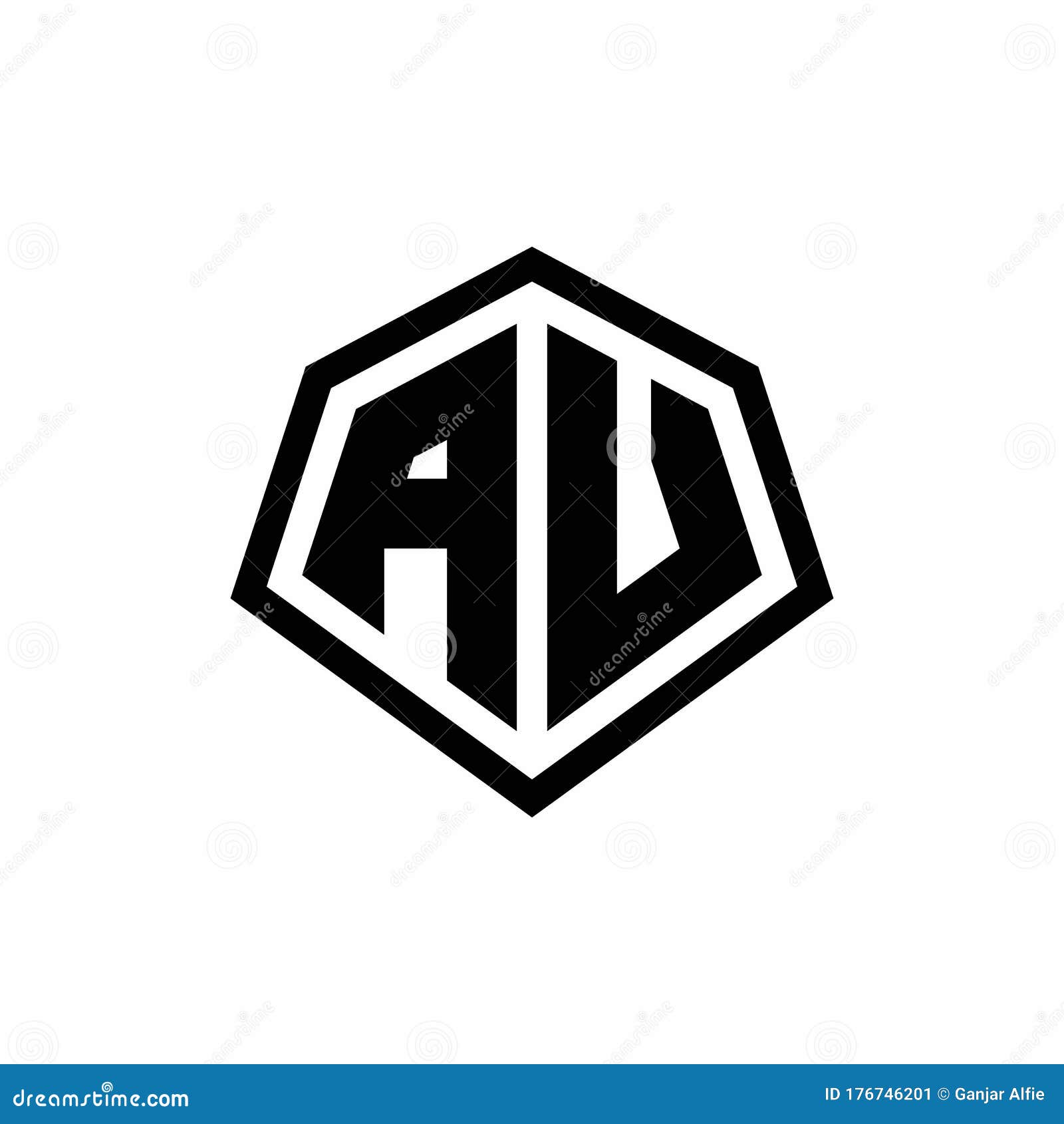 AV Monogram Logo with Hexagon Shape and Line Rounded Style Design ...