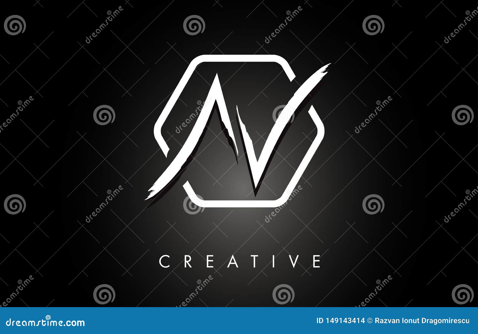 AV a V Brushed Letter Logo Design with Creative Brush Lettering Texture ...
