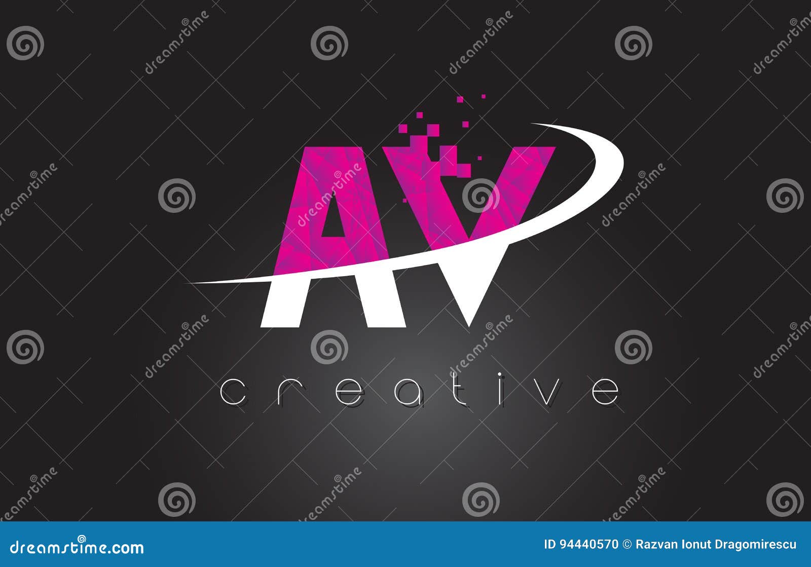 AV A V Creative Letters Design With White Pink Colors Vector ...