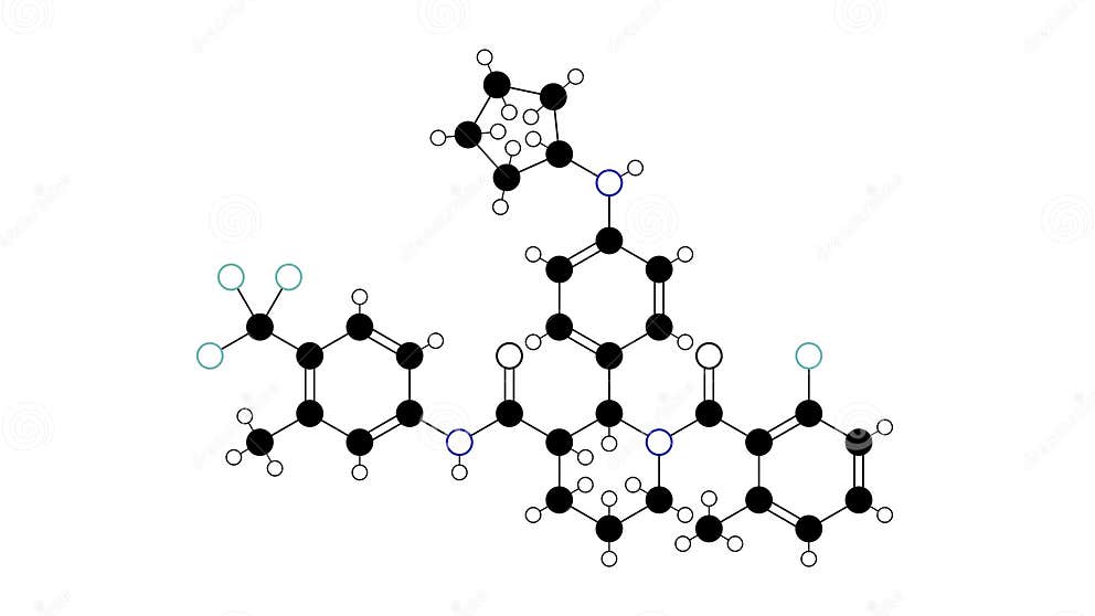 Avacopan Molecule, Structural Chemical Formula, Ball-and-stick Model ...