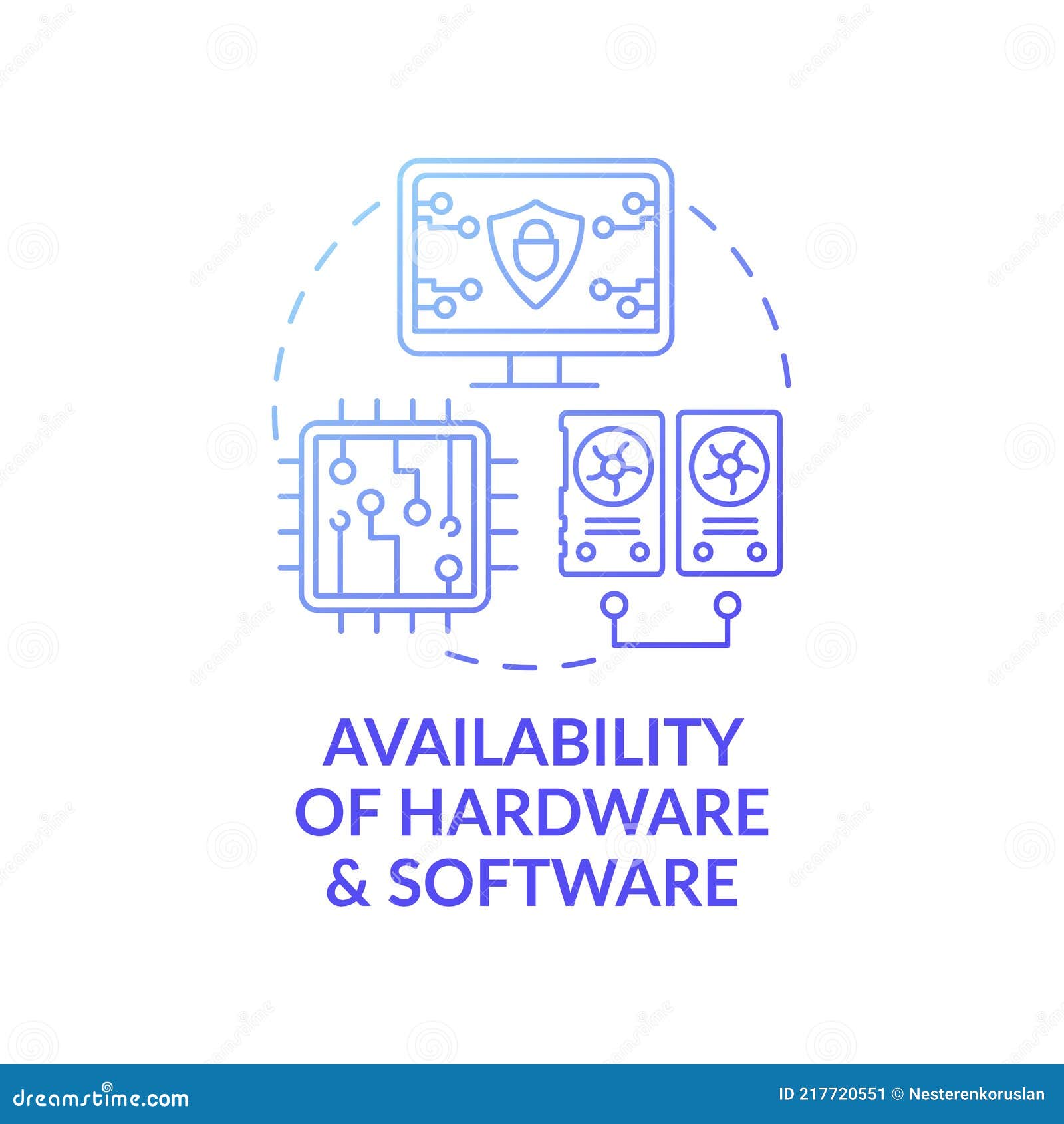 Availability of Hardware and Software Dark Gradient Blue Concept Icon ...