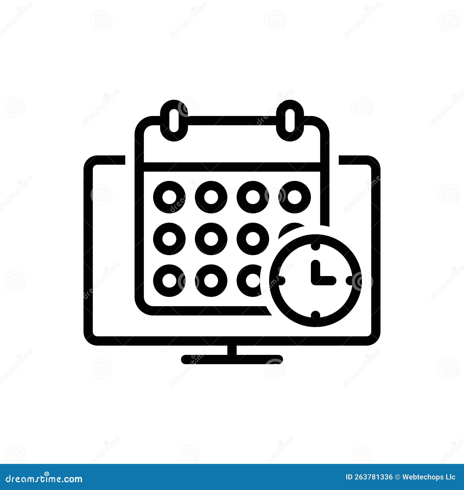 Black Line Icon for Availability, Utility and Calender Stock Vector ...
