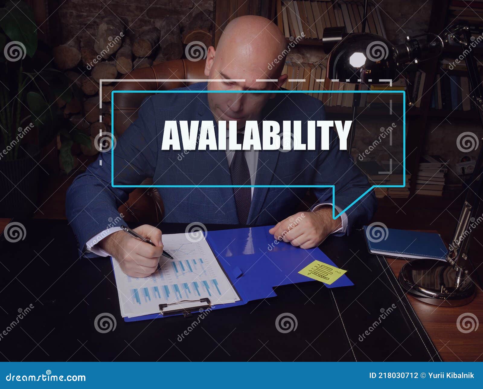 AVAILABILITY Text in Block of Quotes. Businessman Doing Paperwork Â Use ...