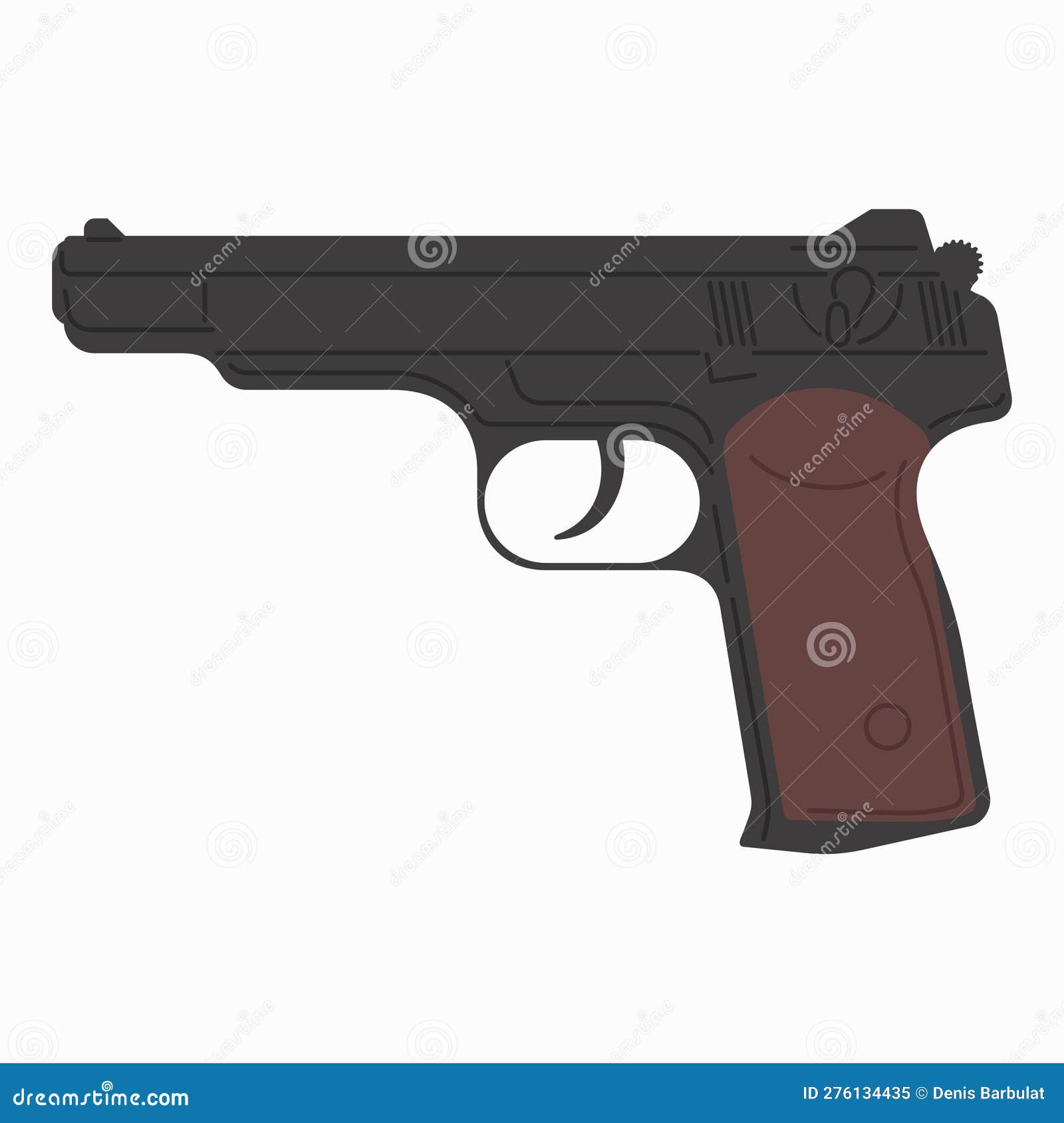 Machine Pistol And Revolver. Vector Illustration | CartoonDealer.com ...