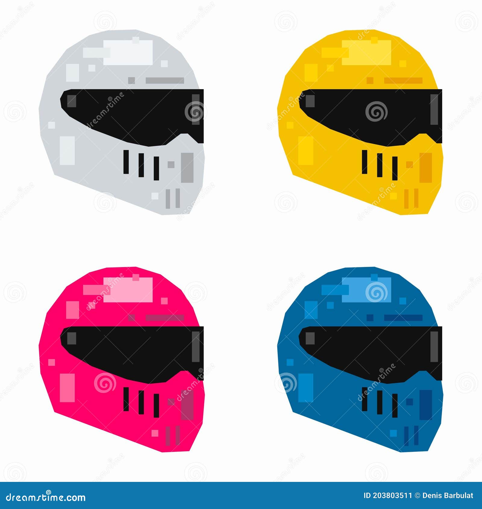 Motorcycle Helmet, Pixel Flat Design Stock Vector - Illustration of ...