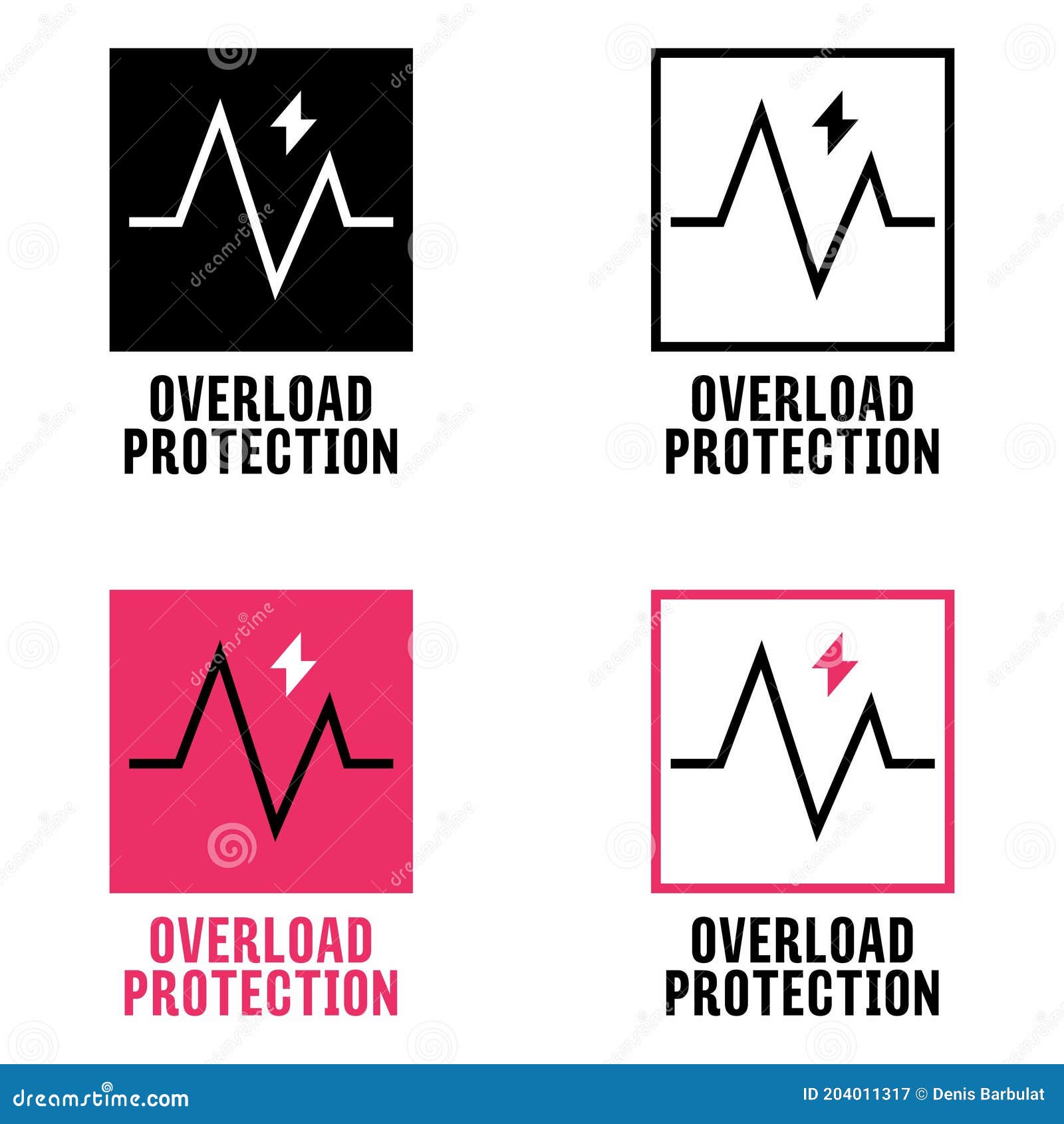 `Overload Protection` System and Device Outline Information Icon Stock ...