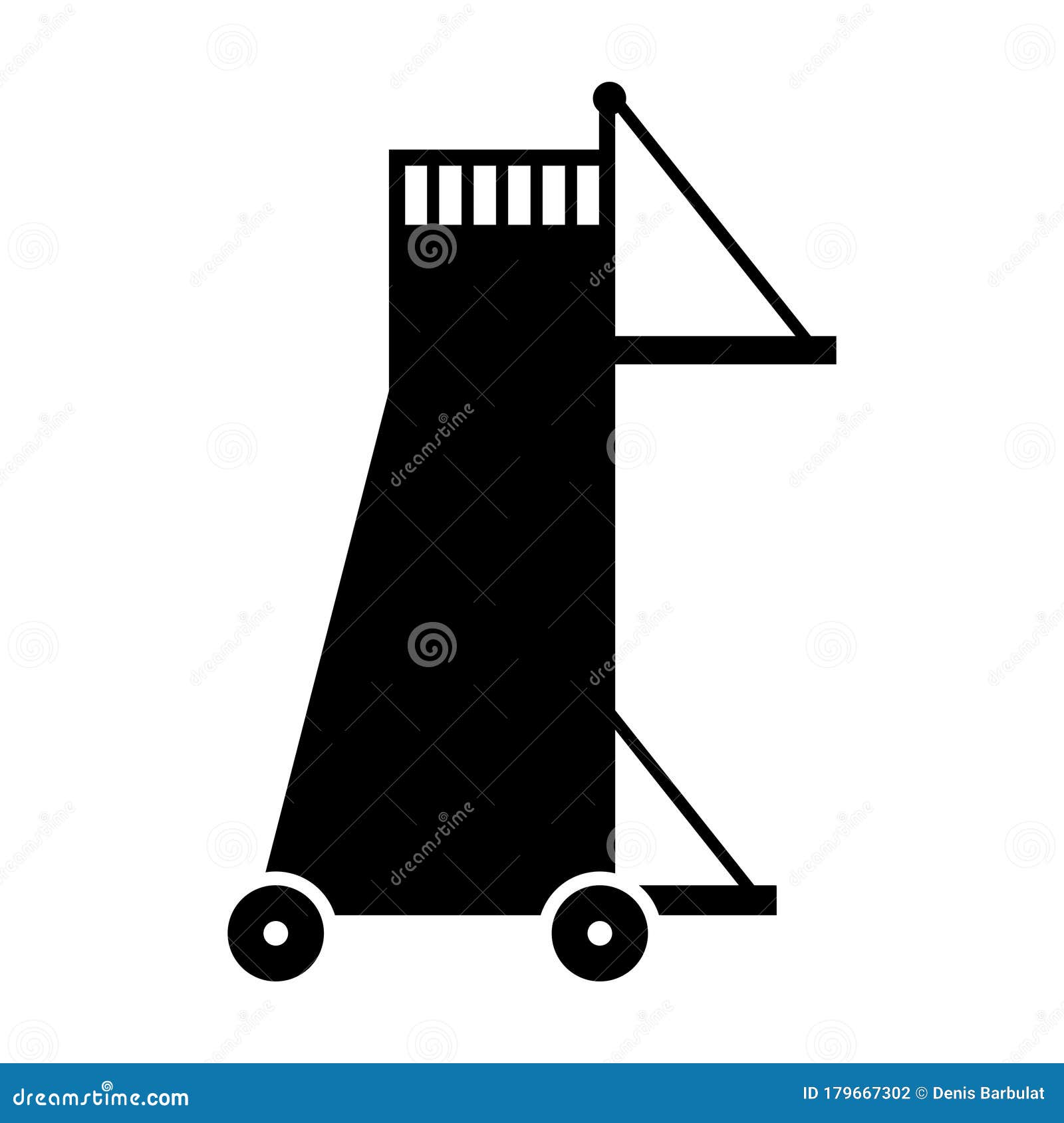 Ancient siege tower stock vector. Illustration of symbol - 179667302