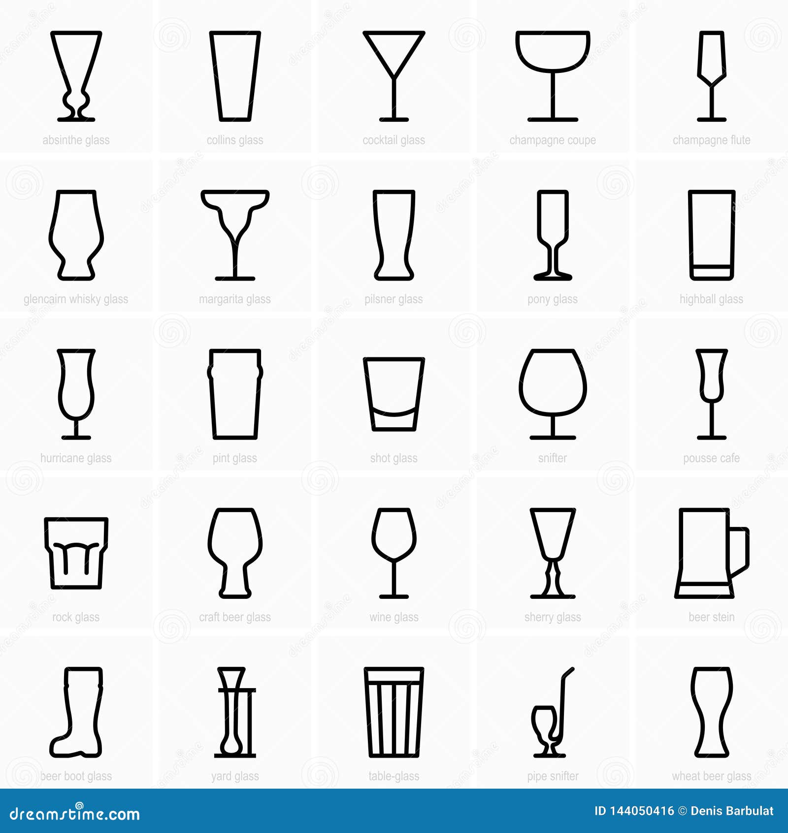 Bar glasses icons stock vector. Illustration of glassware - 144050416