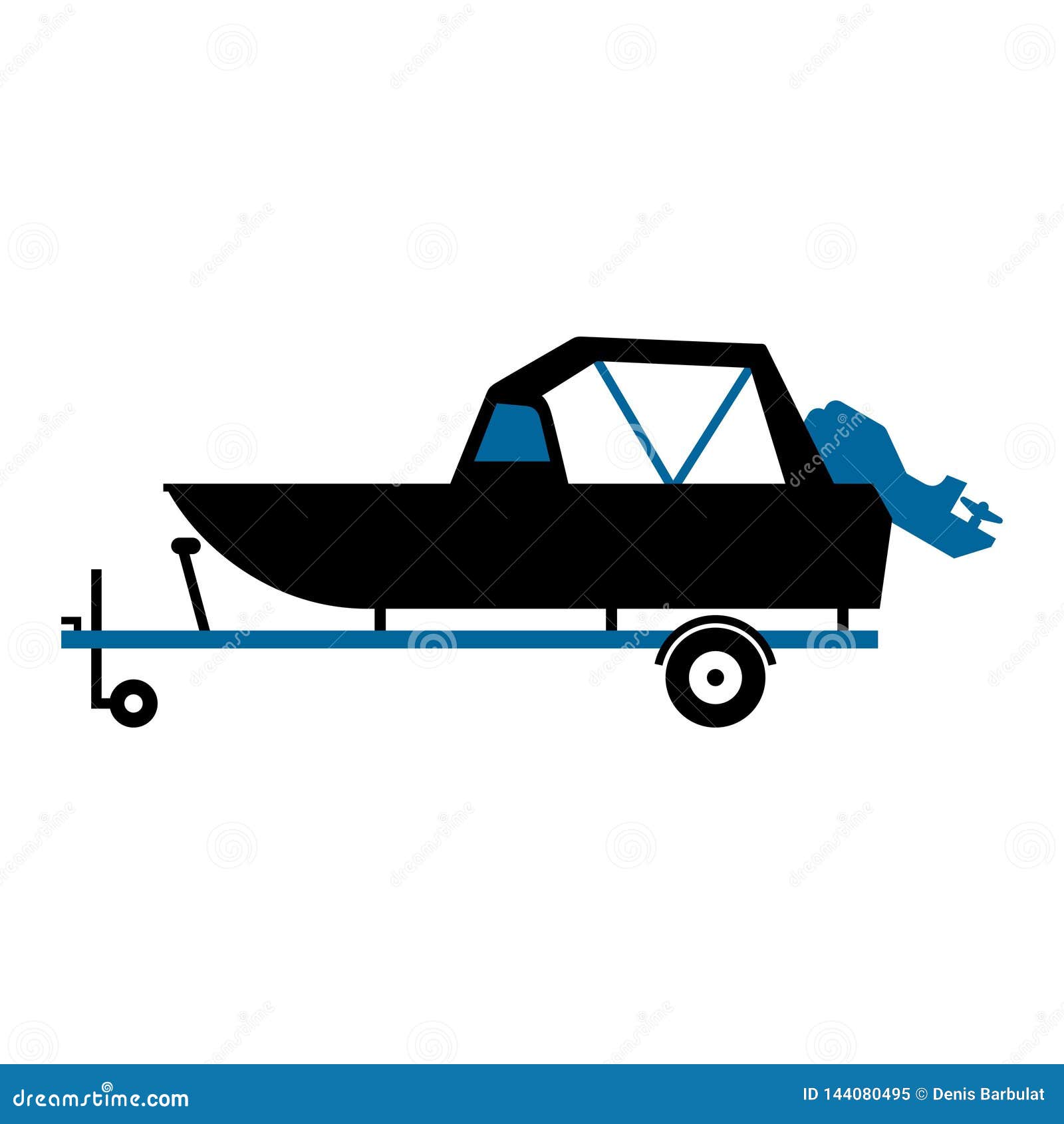 Boat on a trailer stock vector. Illustration of boat - 144080495