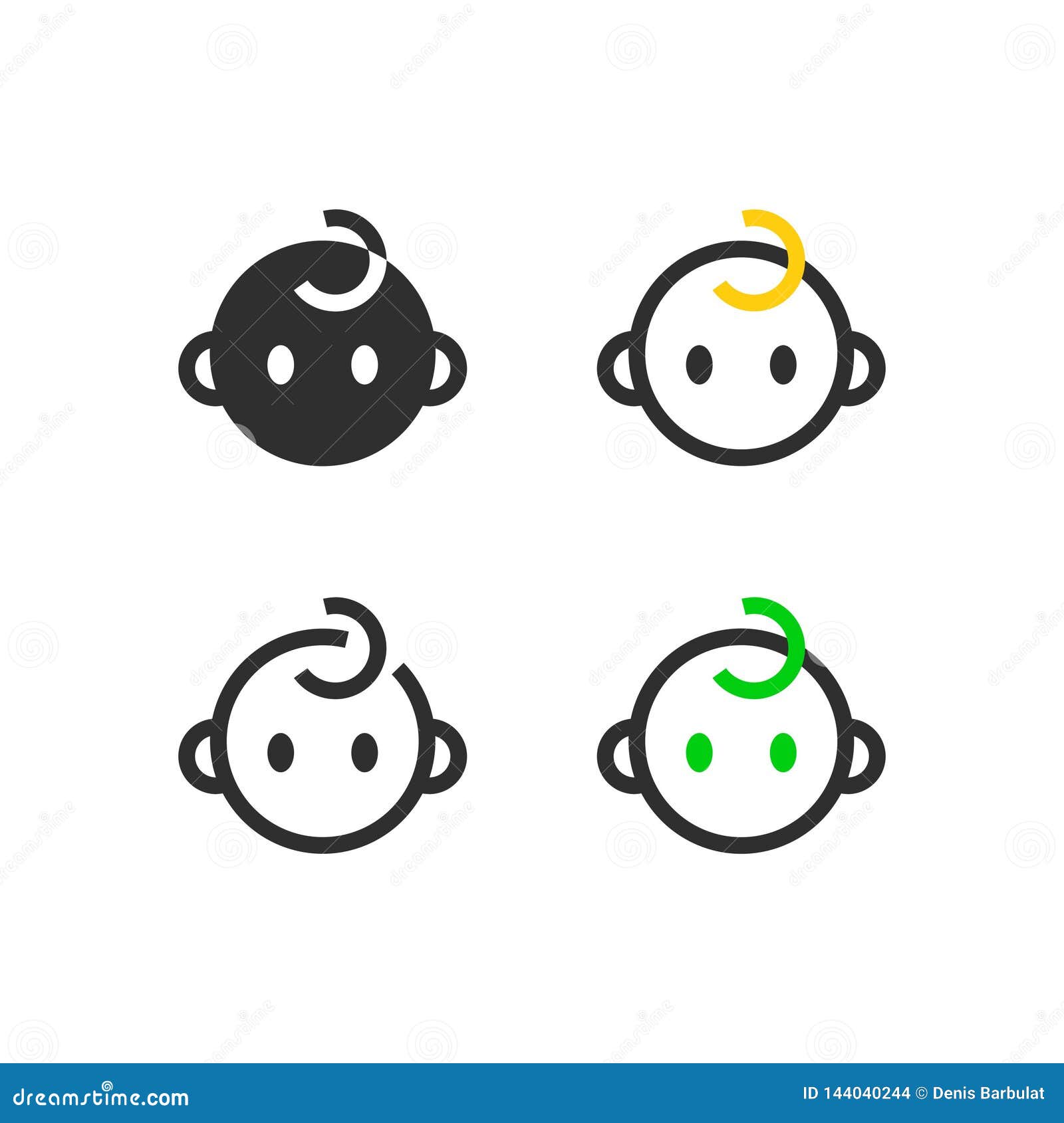 Child face icons stock vector. Illustration of vector - 144040244