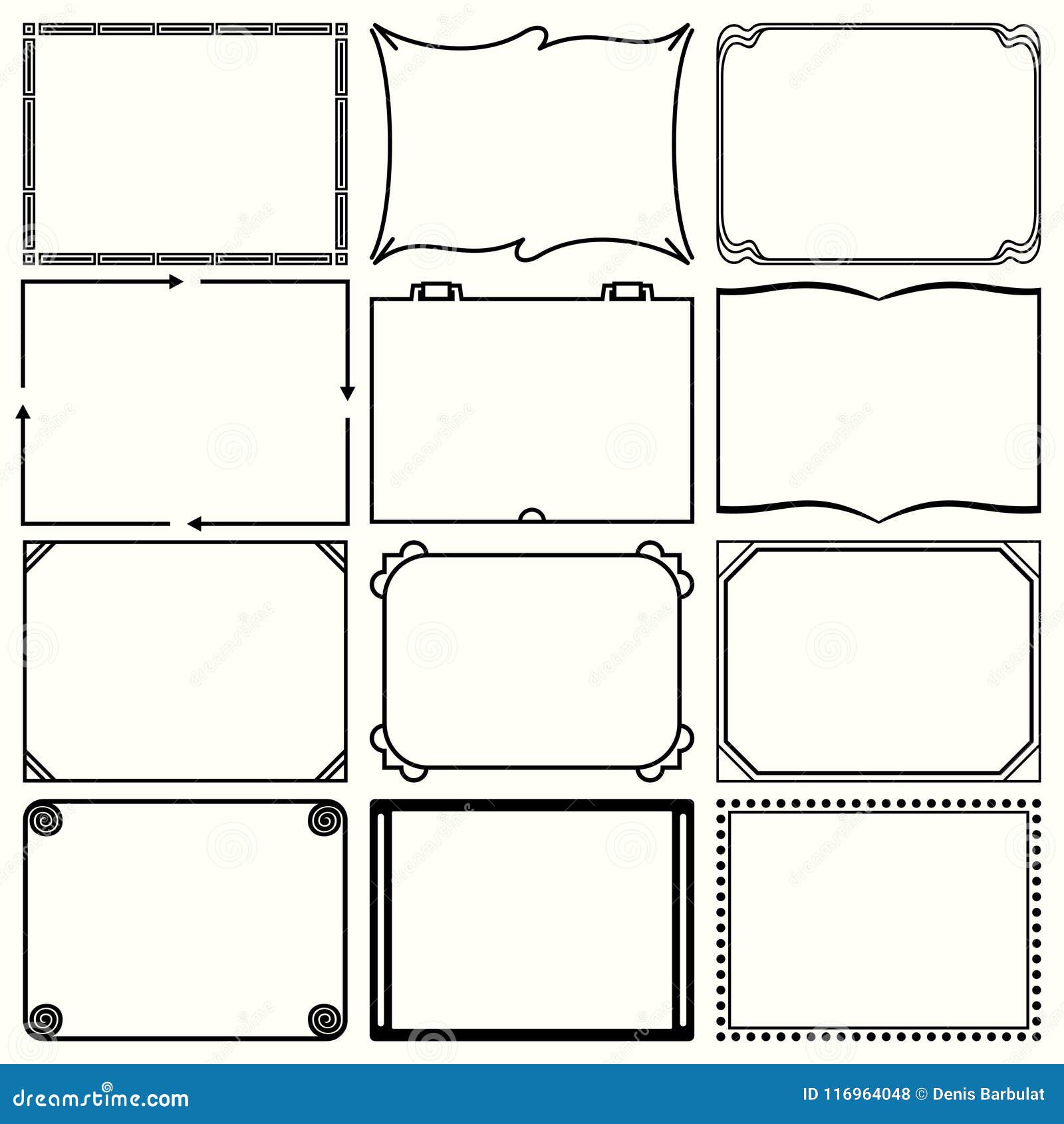 Decorative Simple Frames Set 12 Stock Vector - Illustration of template ...