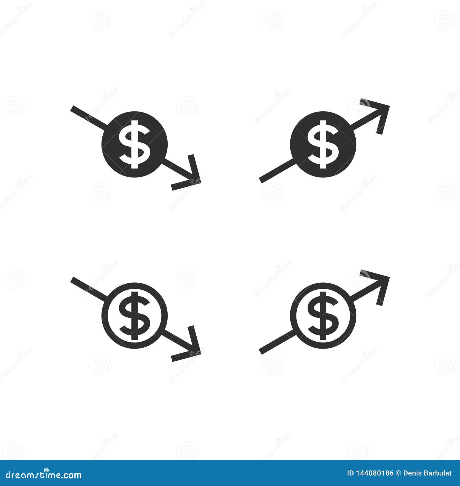 Dollar Decrease and Increase Icons Stock Vector - Illustration of sign ...