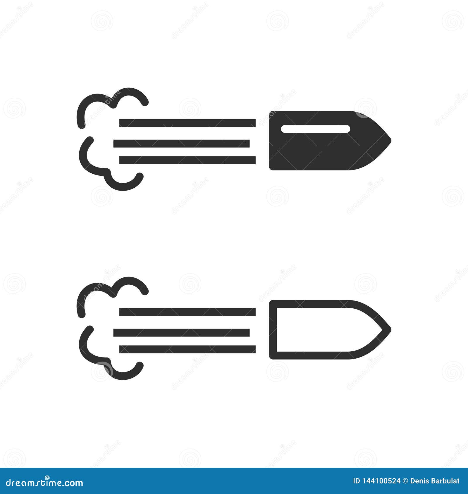 Flying Bullet with Air Trail Stock Vector - Illustration of icon ...