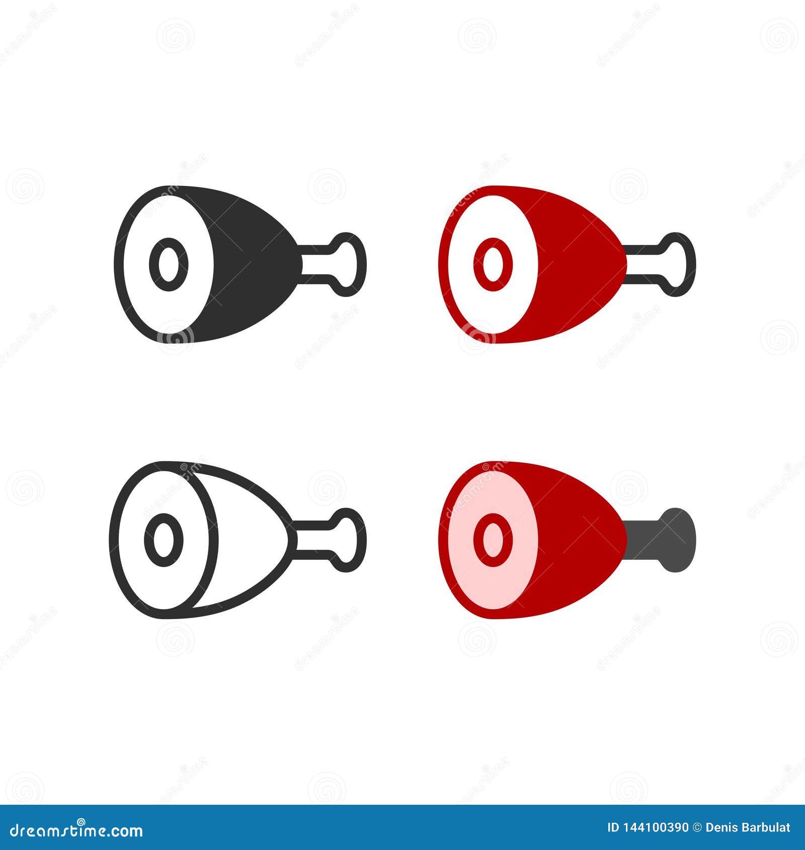 Ham leg on the bone stock vector. Illustration of symbol - 144100390