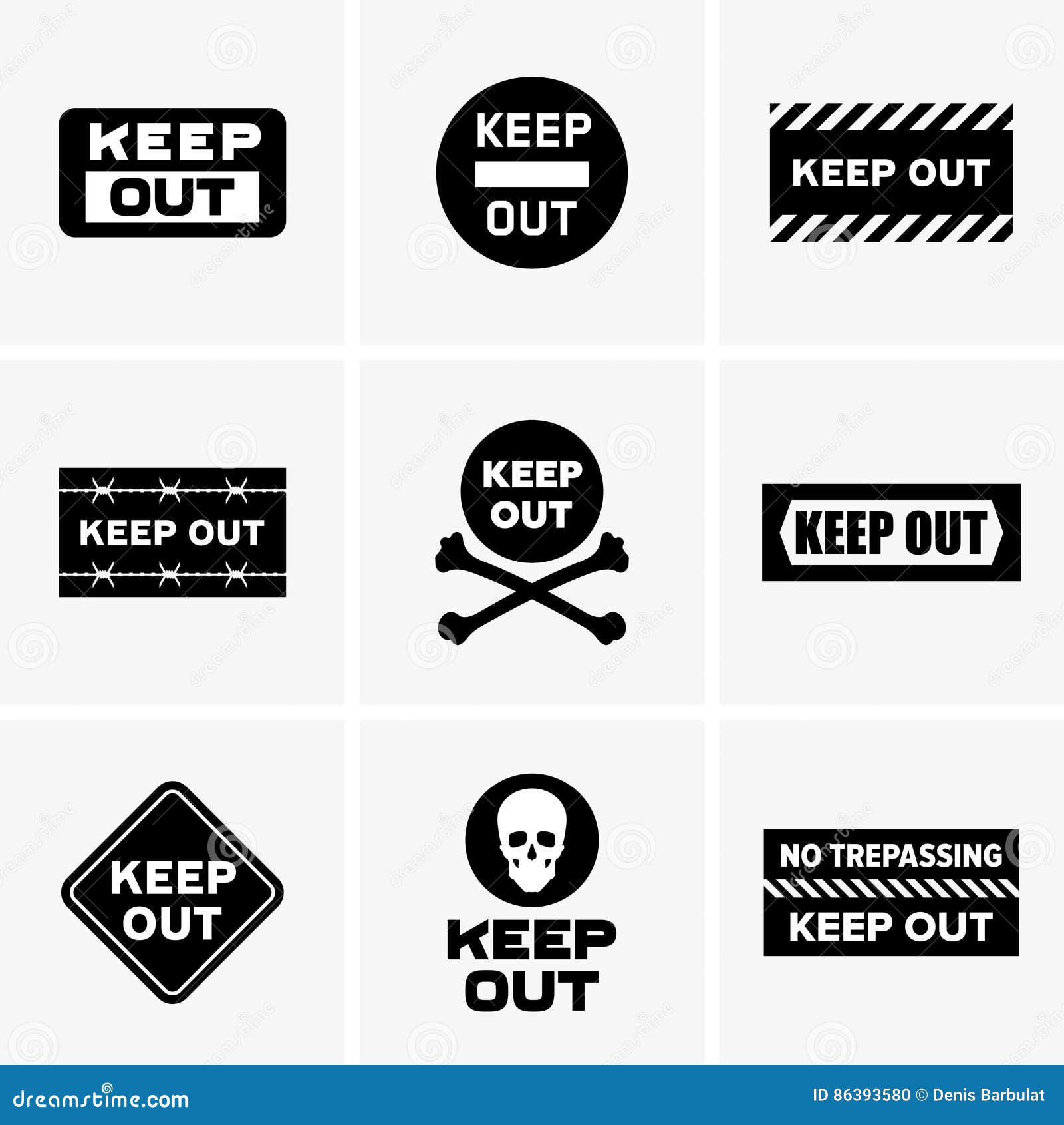 `Keep out` signs stock vector. Illustration of attention - 86393580
