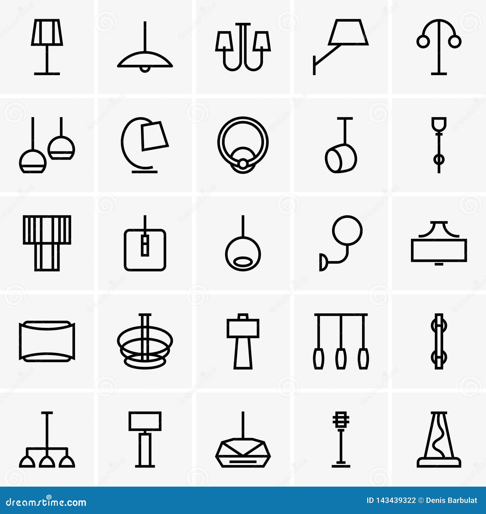 Lamp icons stock vector. Illustration of chandelier - 143439322