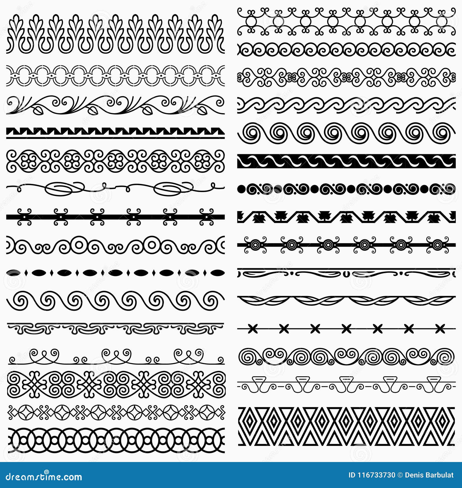 Seamless Horizontal Elements Big Set 3 Stock Vector - Illustration of ...