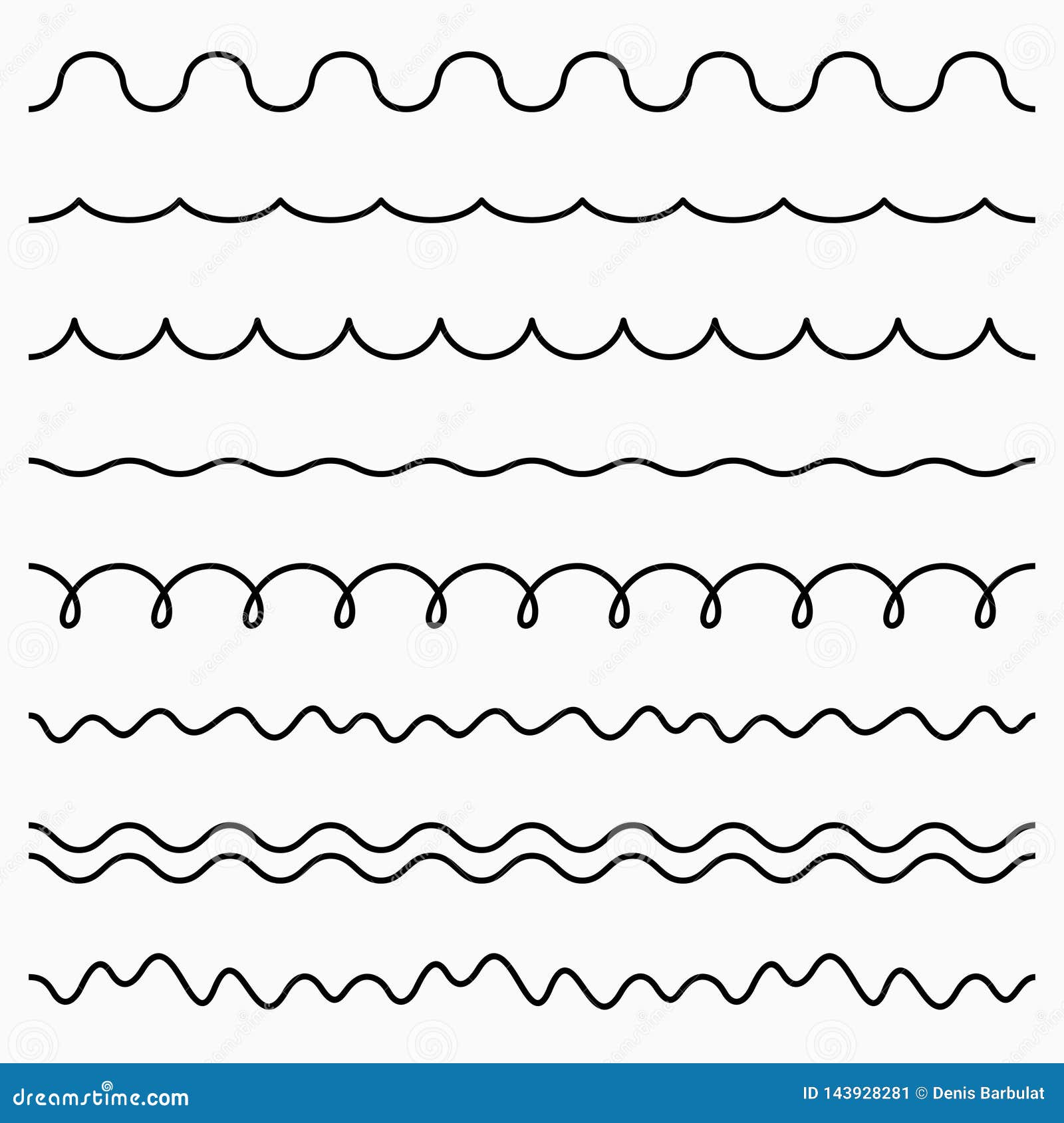 Seamless wavy line stock vector. Illustration of horizontal - 143928281