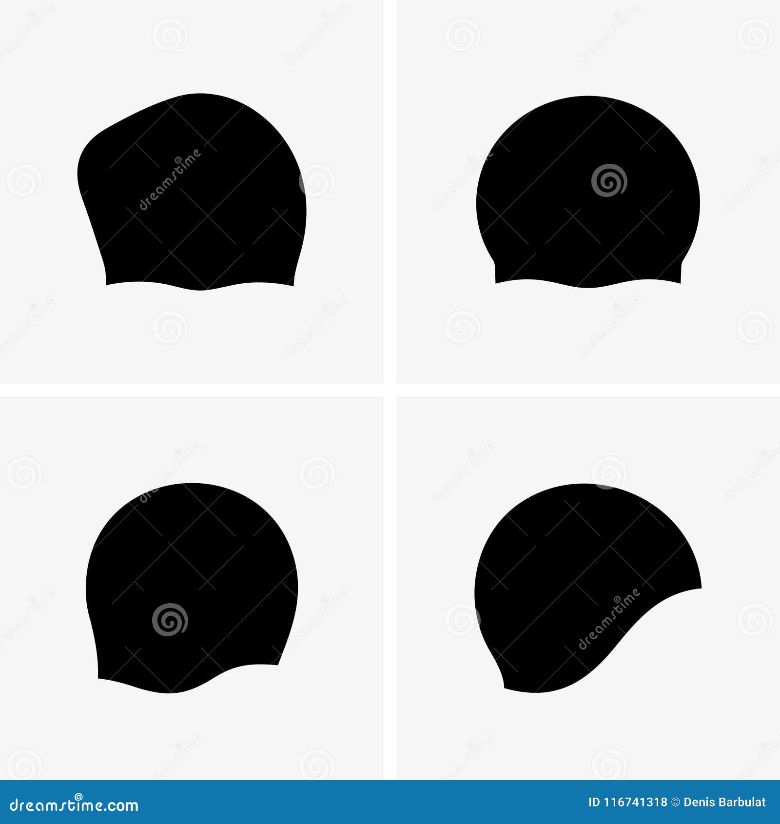 Swim caps stock vector. Illustration of pool, wear, silhouette - 116741318