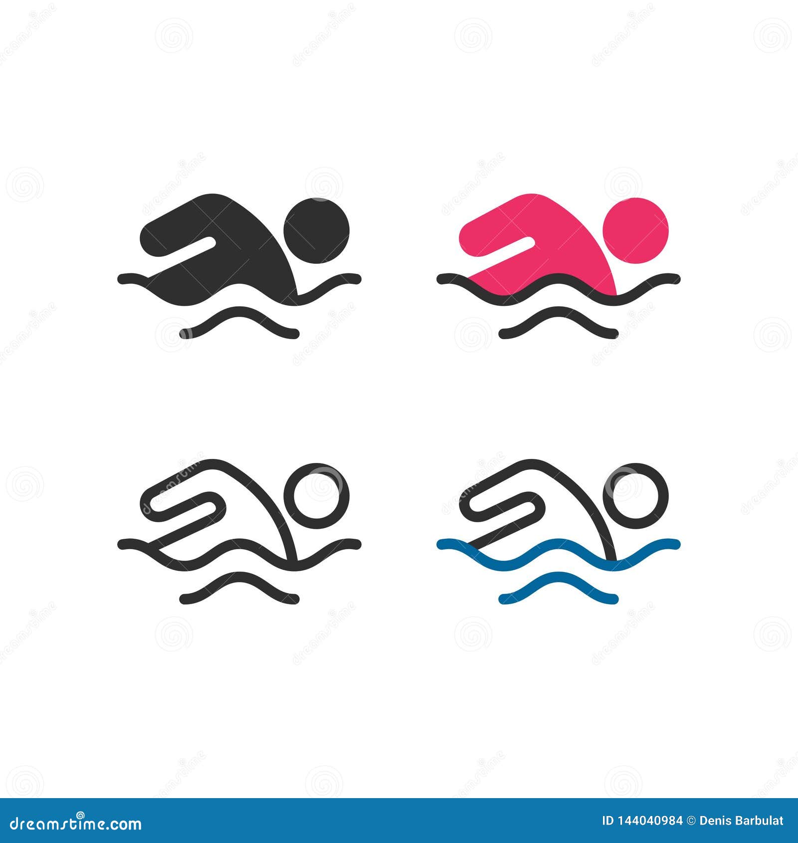 Swimmer icon set stock vector. Illustration of water - 144040984