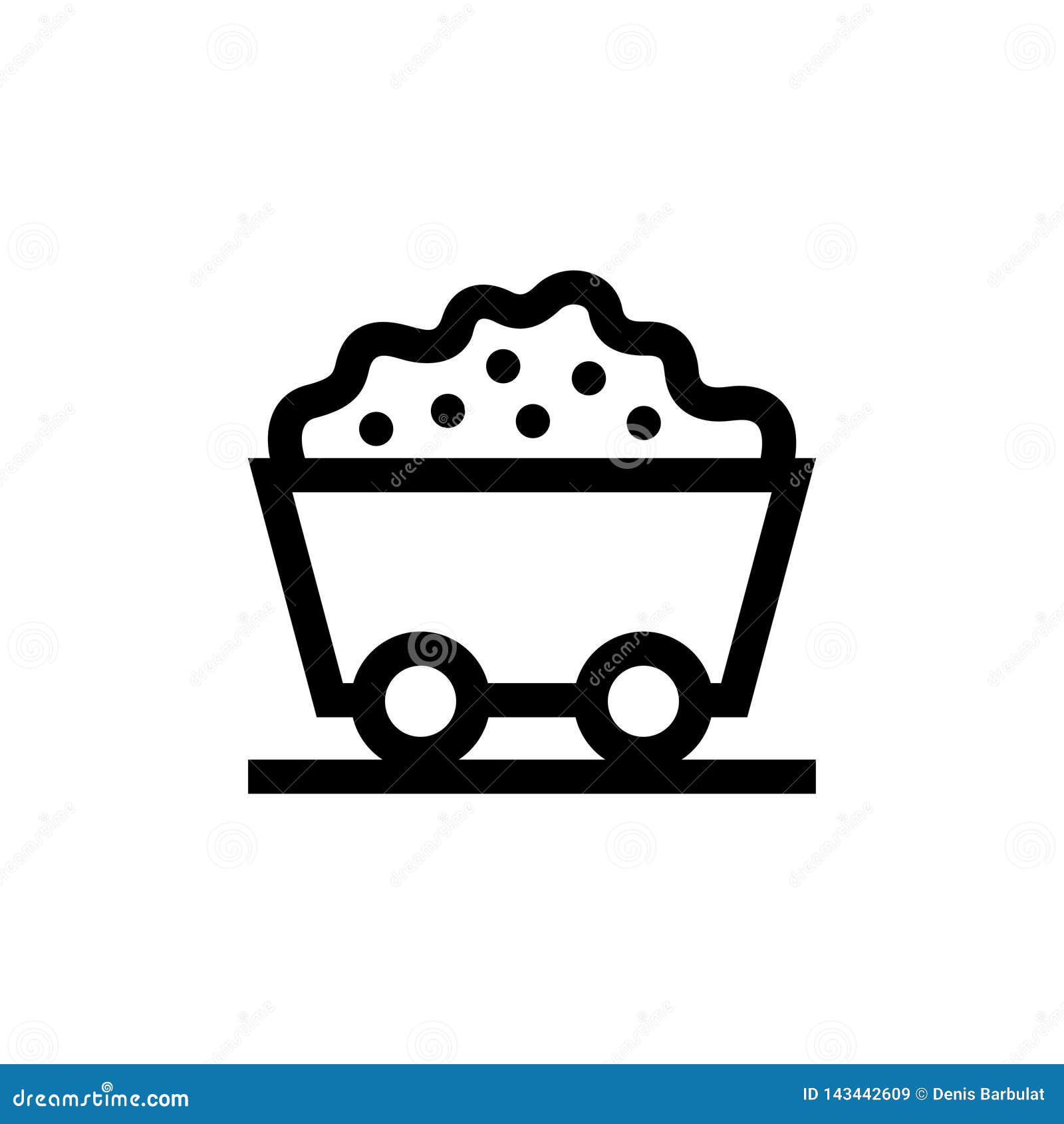 Trolley with ore icon stock vector. Illustration of coal - 143442609