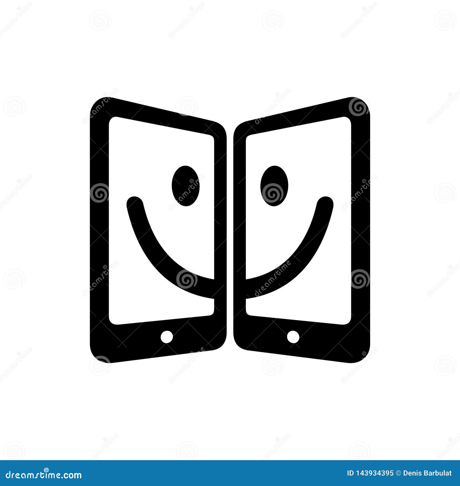 Two Smiling Smartphones Icon Stock Vector - Illustration of face ...