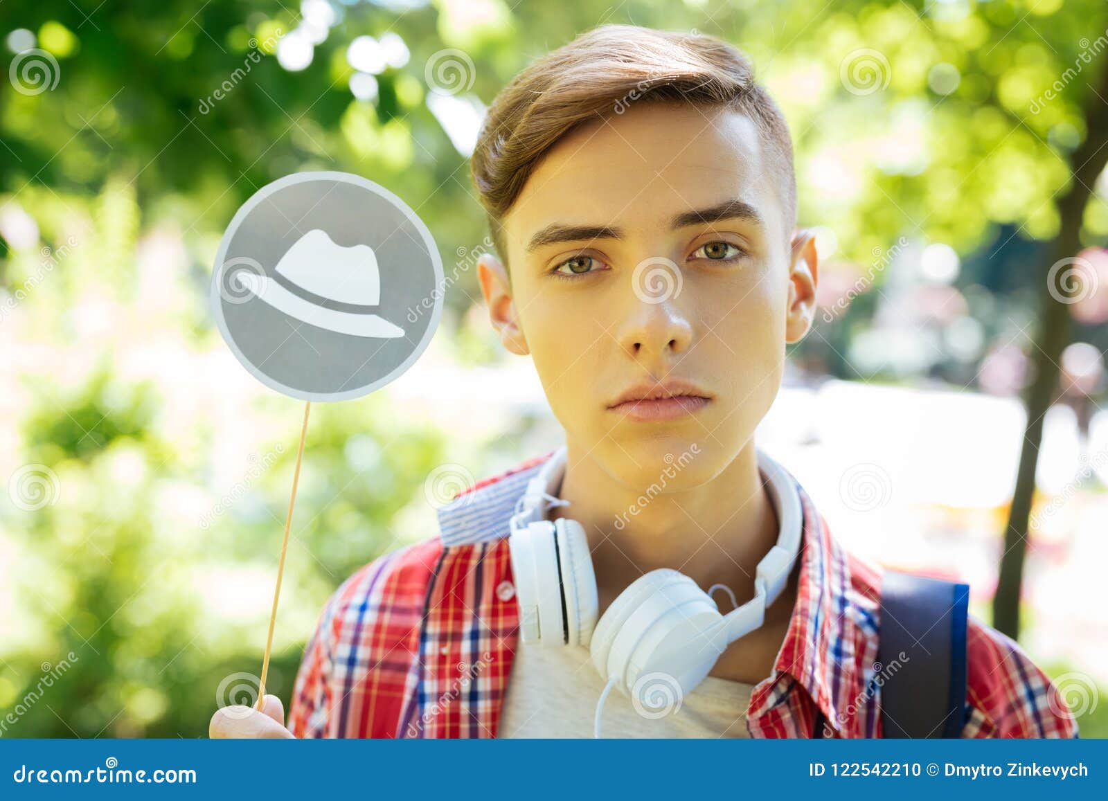 Serious Young Man Gathering Available Information Stock Photo - Image ...