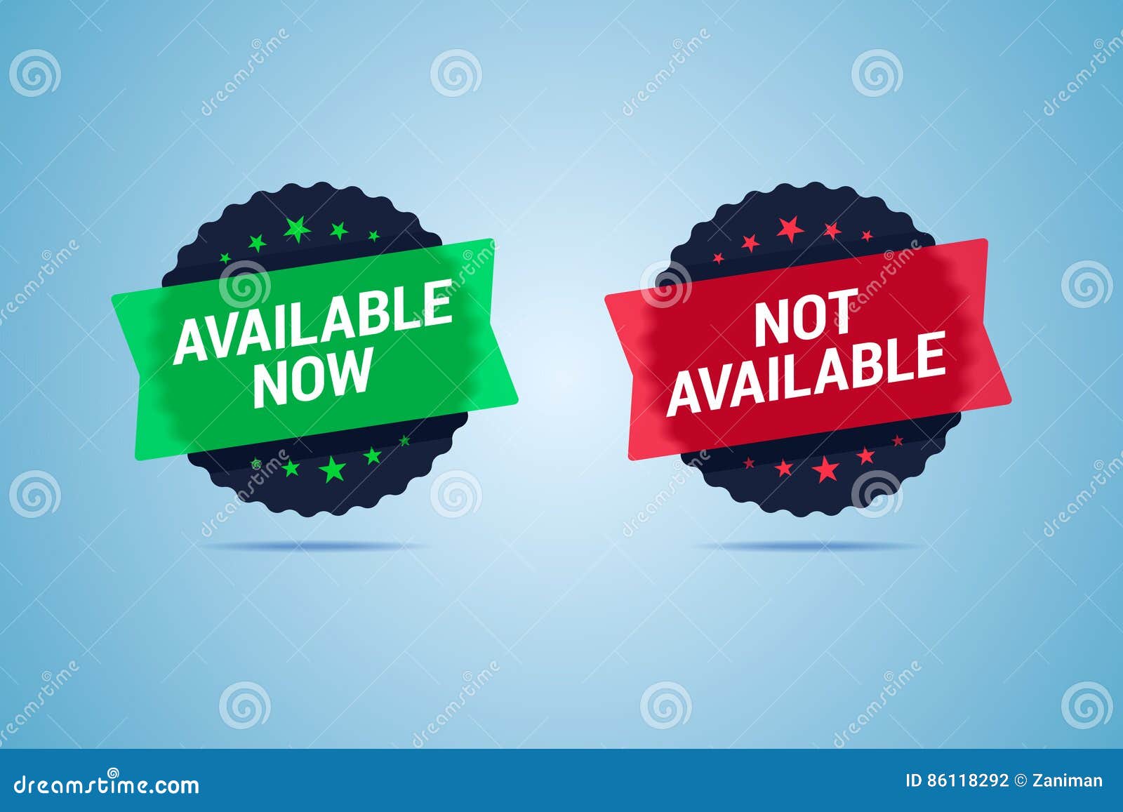 Available Now and Not Available Labels. Stock Vector - Illustration of ...