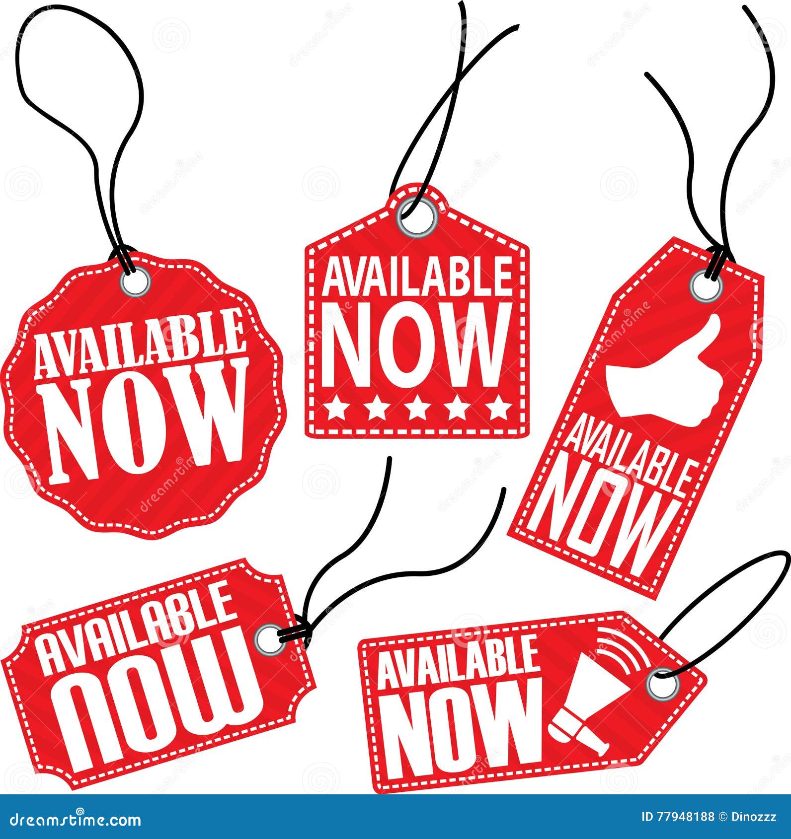 Available Now Tag Set, Vector Illustration Stock Vector - Illustration ...