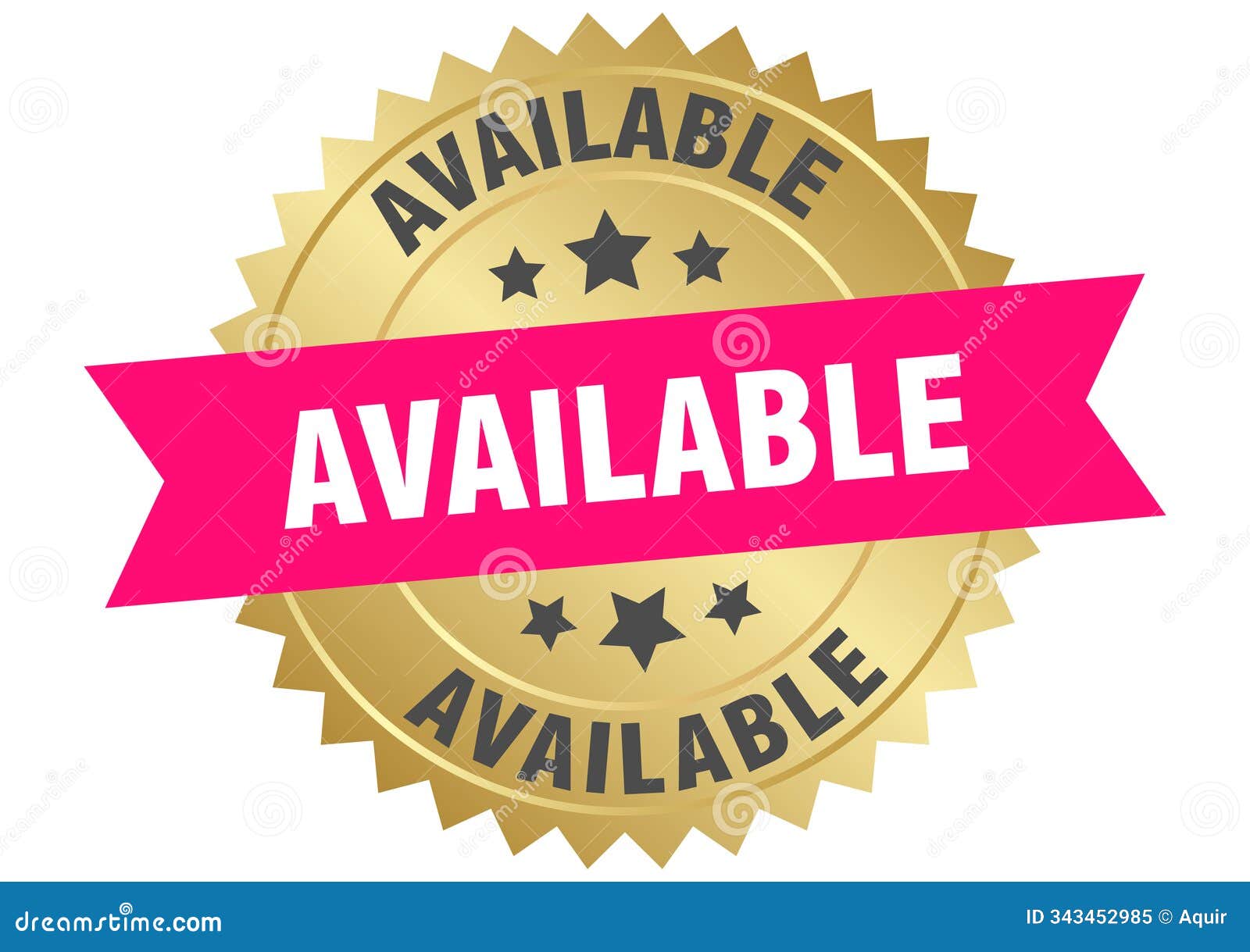 Available. Available Round Pink and Gold Label Isolated on Transparent ...