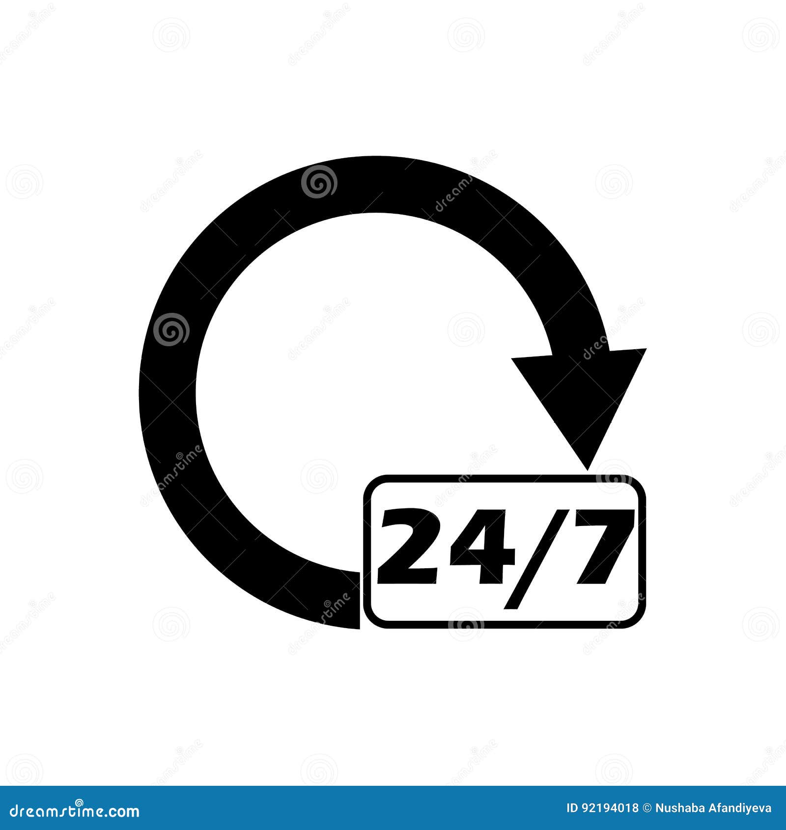 Always Available Services 24/7 Icon Stock Vector - Illustration of ...