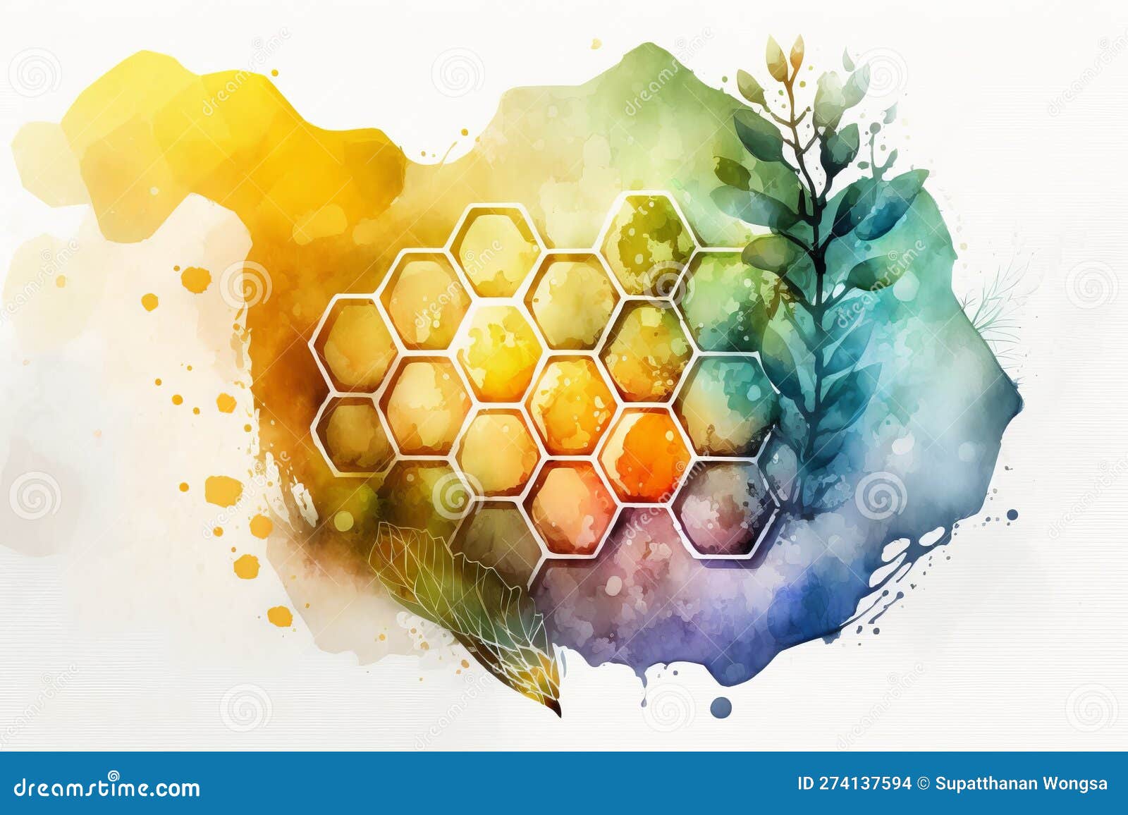 Available Watercolor Honeycomb Background Stock Illustration ...