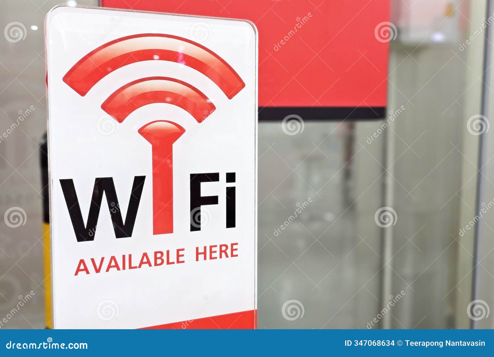 Available Wi Fi Sign on Glass Wall. Stock Photo - Image of website ...