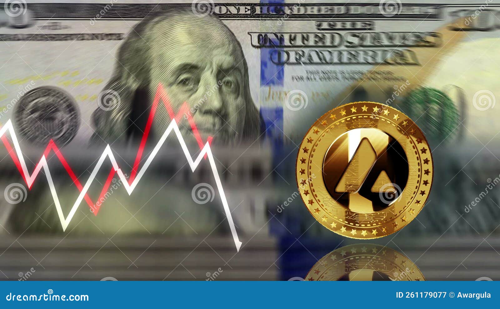 Avalanche Avax Cryptocurrency Coin Over 100 Dollar Banknotes Loop Stock ...