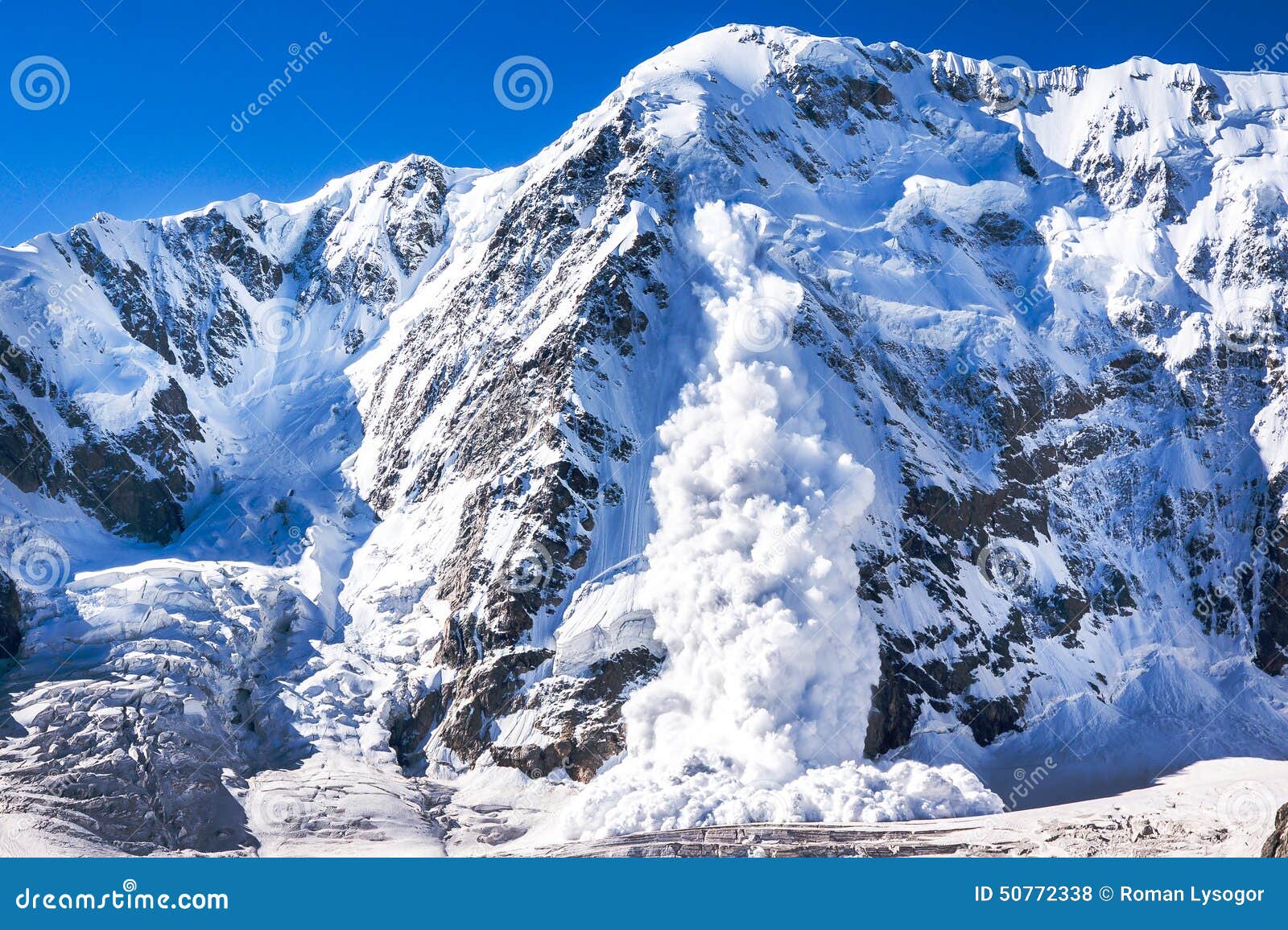Power of Nature. Avalanche in the Caucasus Stock Photo - Image of break ...