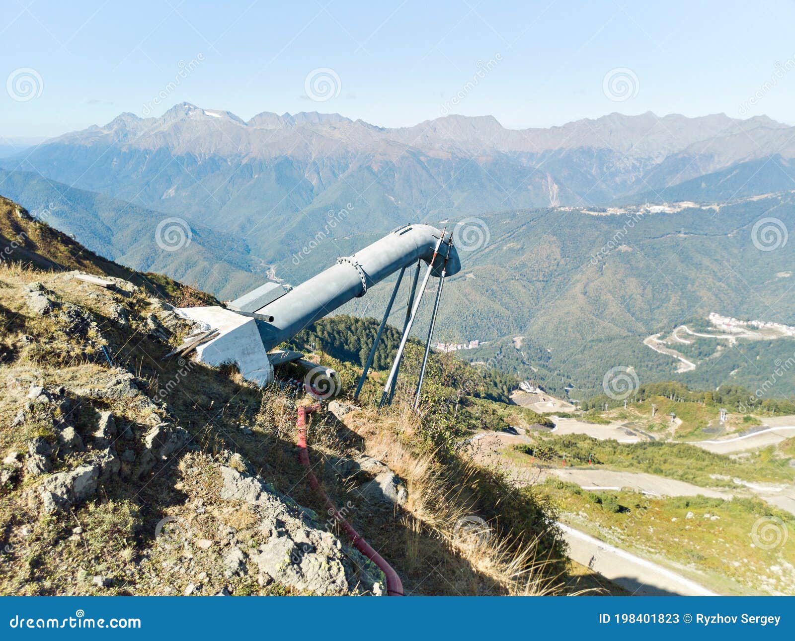 Avalanche Gas Explosive System in Mountains Stock Image - Image of ...