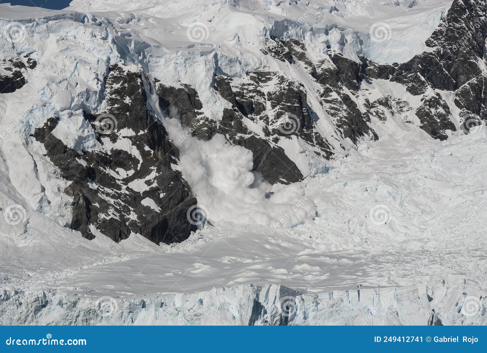 Avalanche on a glacier stock image. Image of glacier - 249412741