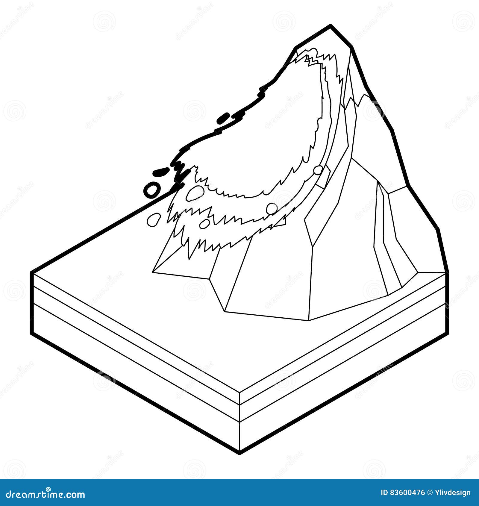 Avalanche Icon Black Line Art Vector | CartoonDealer.com #326484365