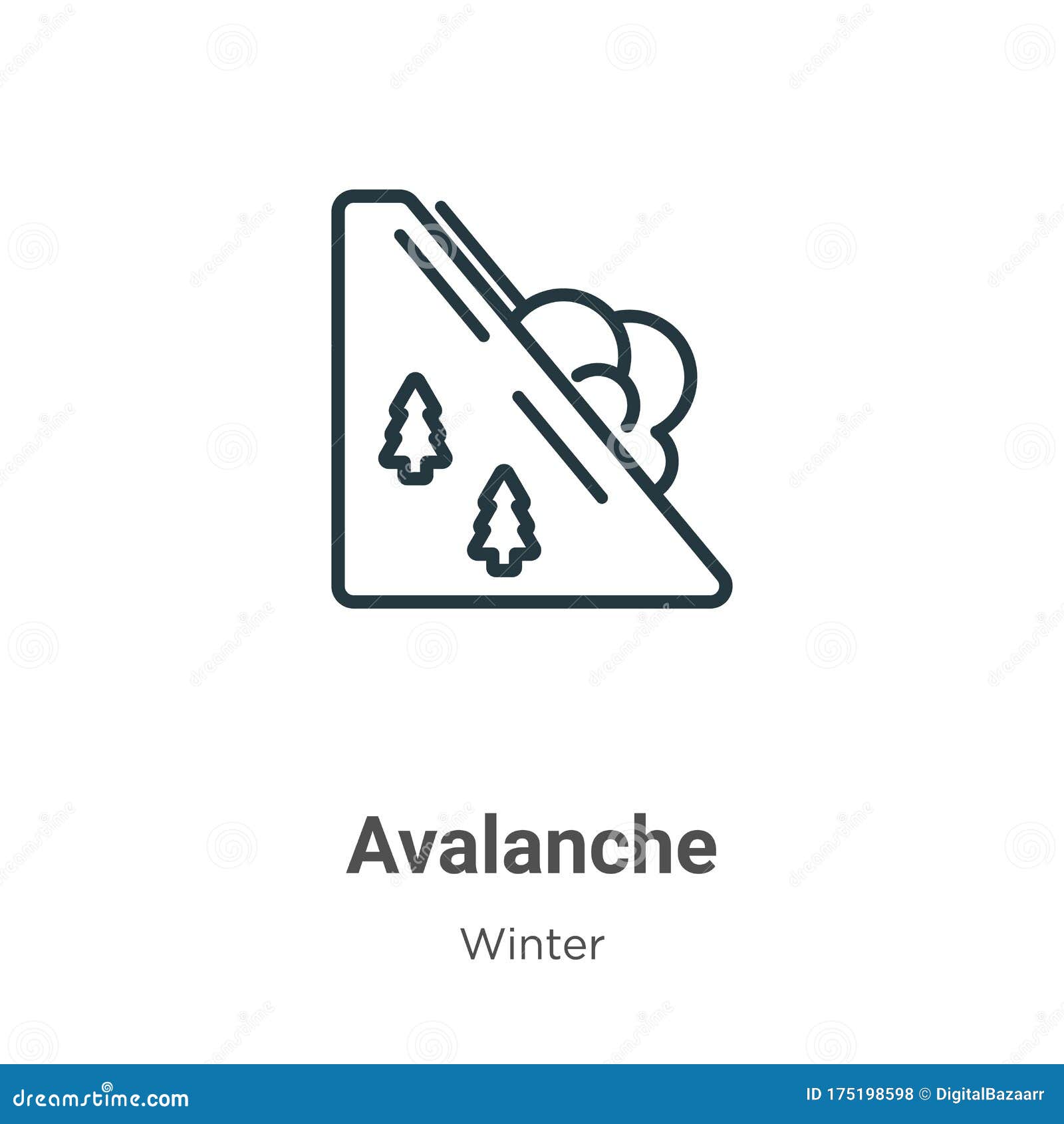 Avalanche Outline Vector Icon. Thin Line Black Avalanche Icon, Flat ...