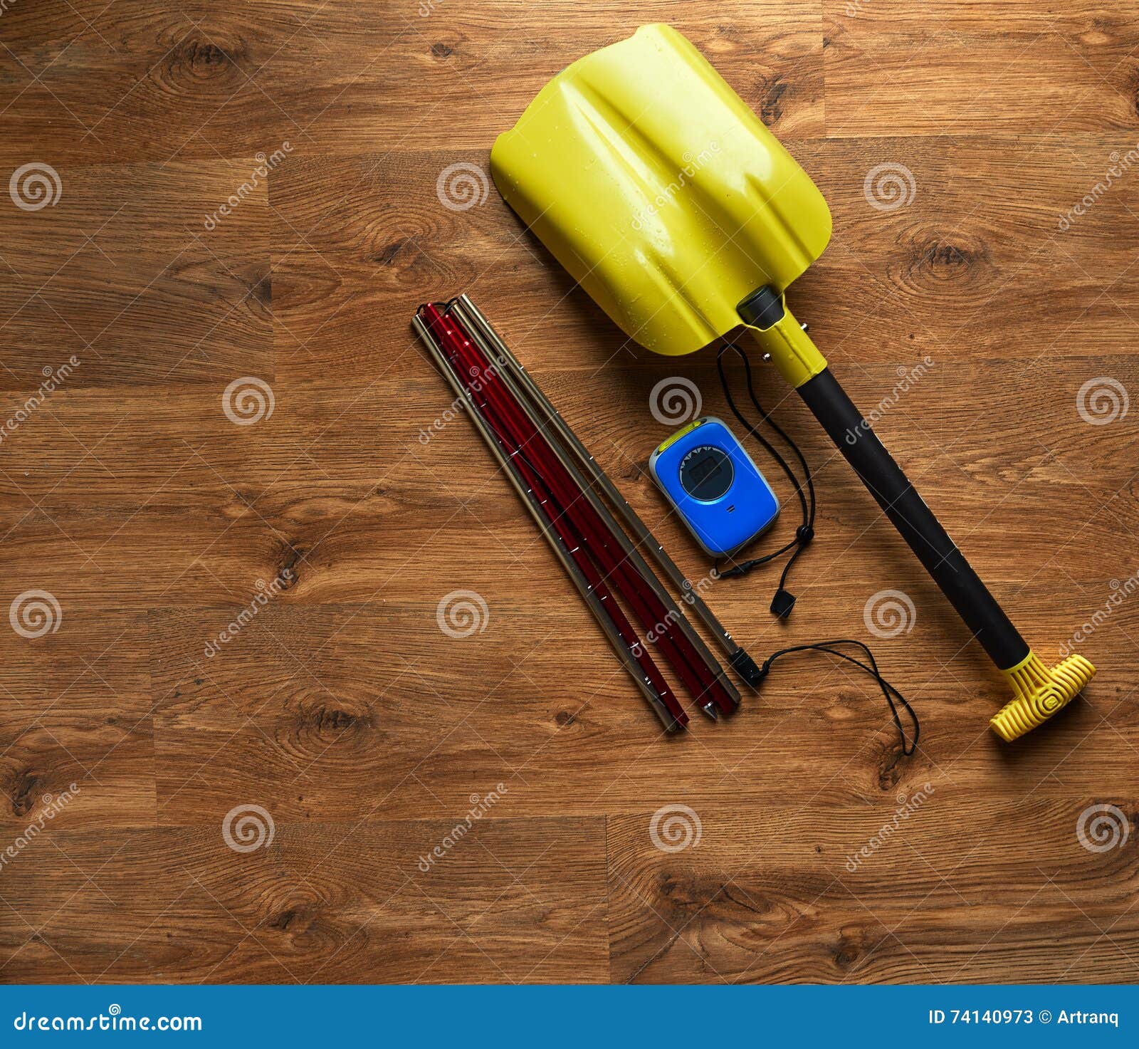 Avalanche Rescue Kit, Lying on Wooden Floor. Stock Image - Image of ...