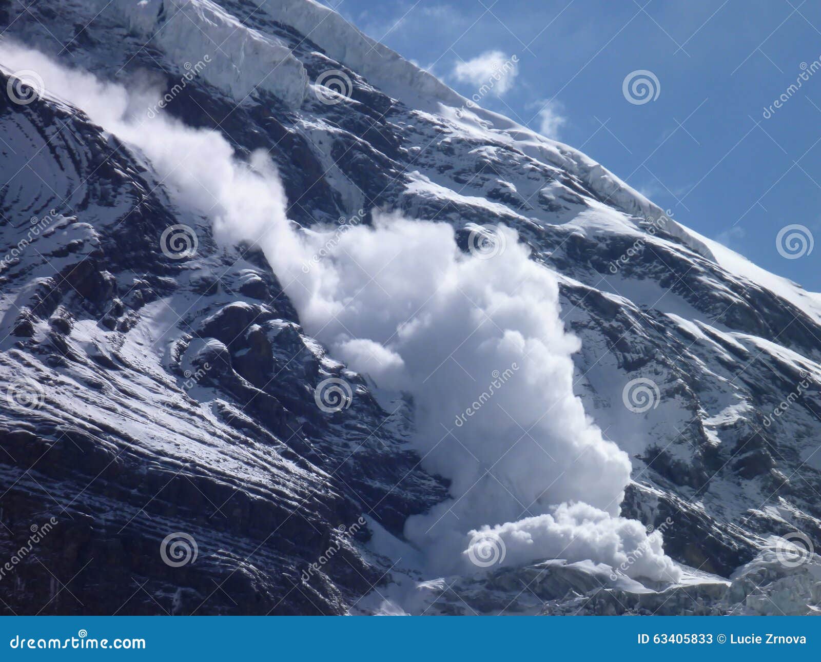 An Avalanche at the Slope of Dhaulagiri Stock Image - Image of pinnacle ...